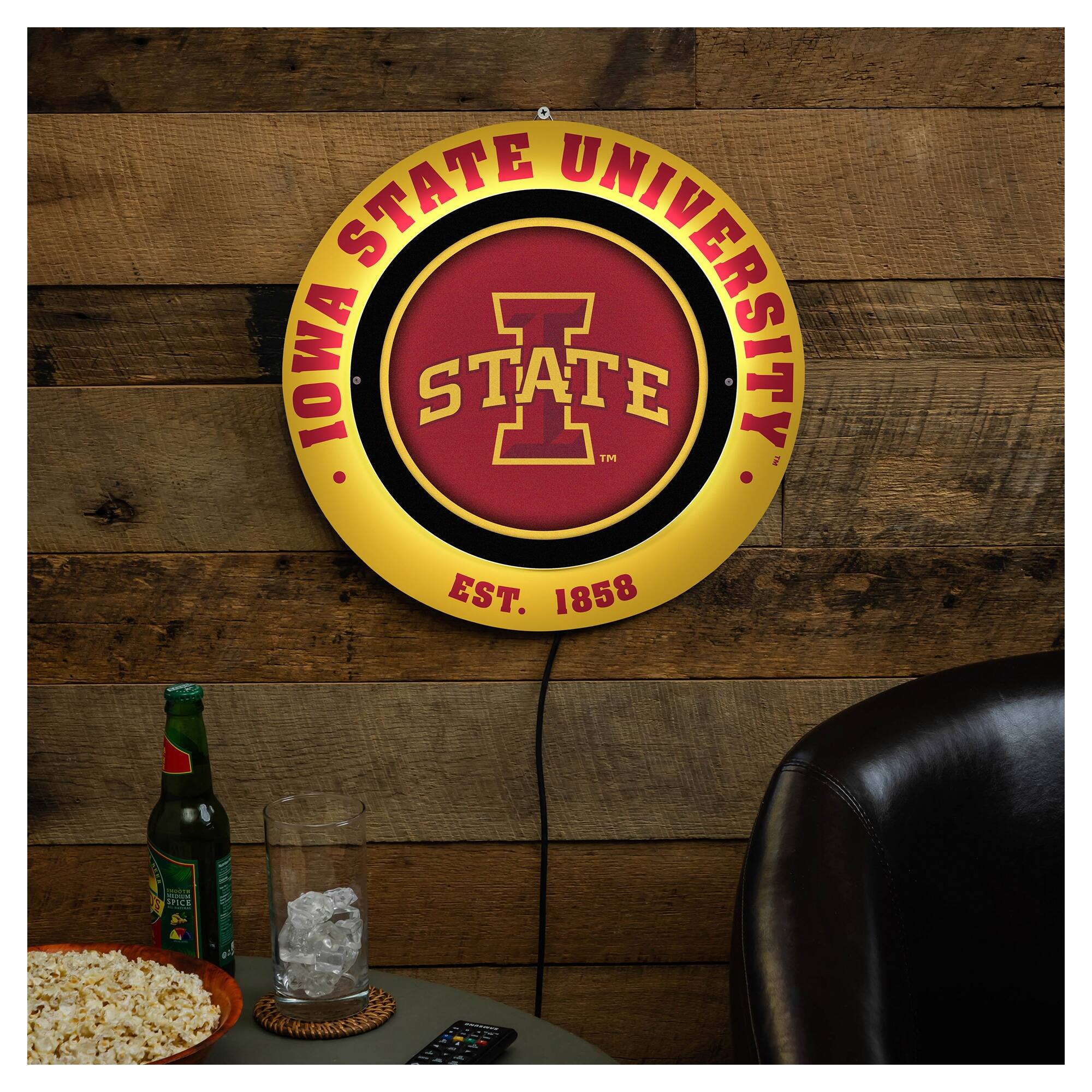 Evergreen Enterprises Iowa State Cyclones 15" LED Round Metal Lit Wall ...