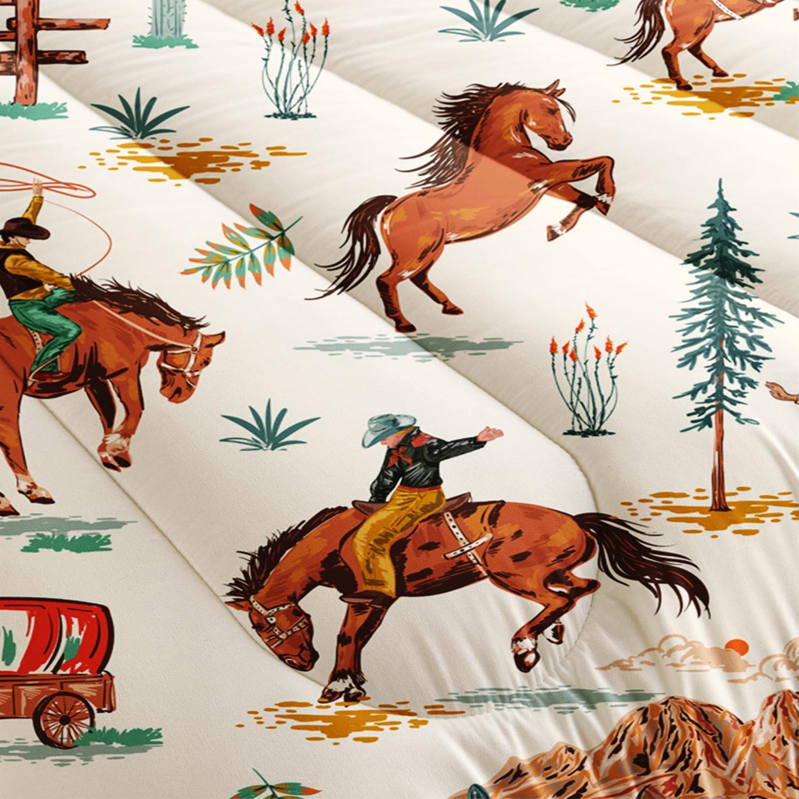 PO3TICJUNKI3 Western Cowboy Comforter Set Size For Vintage Shabby Chic ...