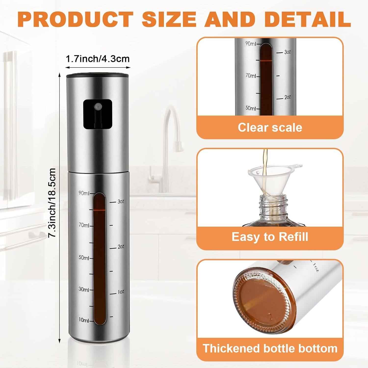 Schertz 12 Pack 100ml Stainless Steel Olive Oil Sprayer Bottles with Funnel FGNJNHJ-121 - Best Buy