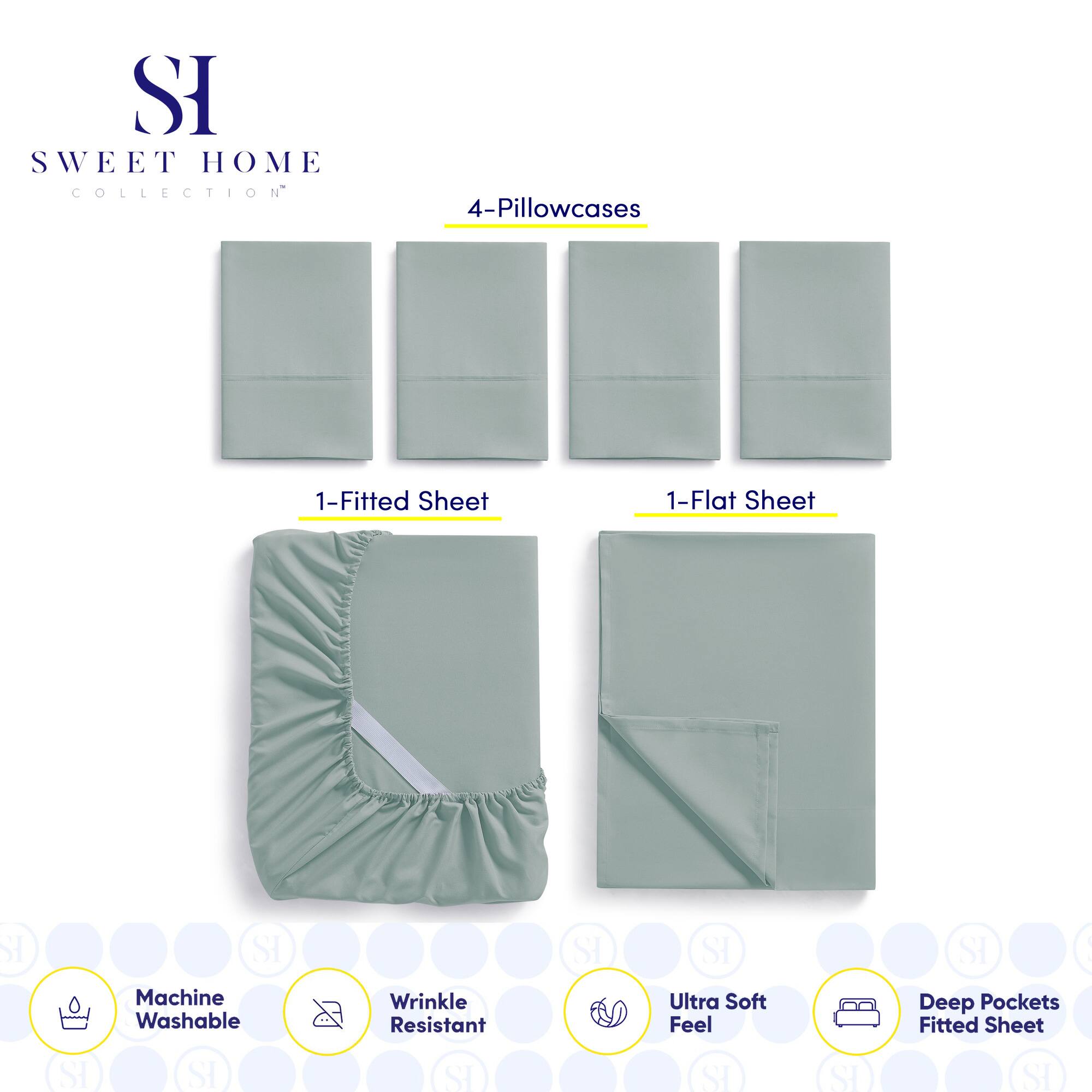 Sweet Home Collection Deluxe Microfiber Sheet Set with Bonus ...