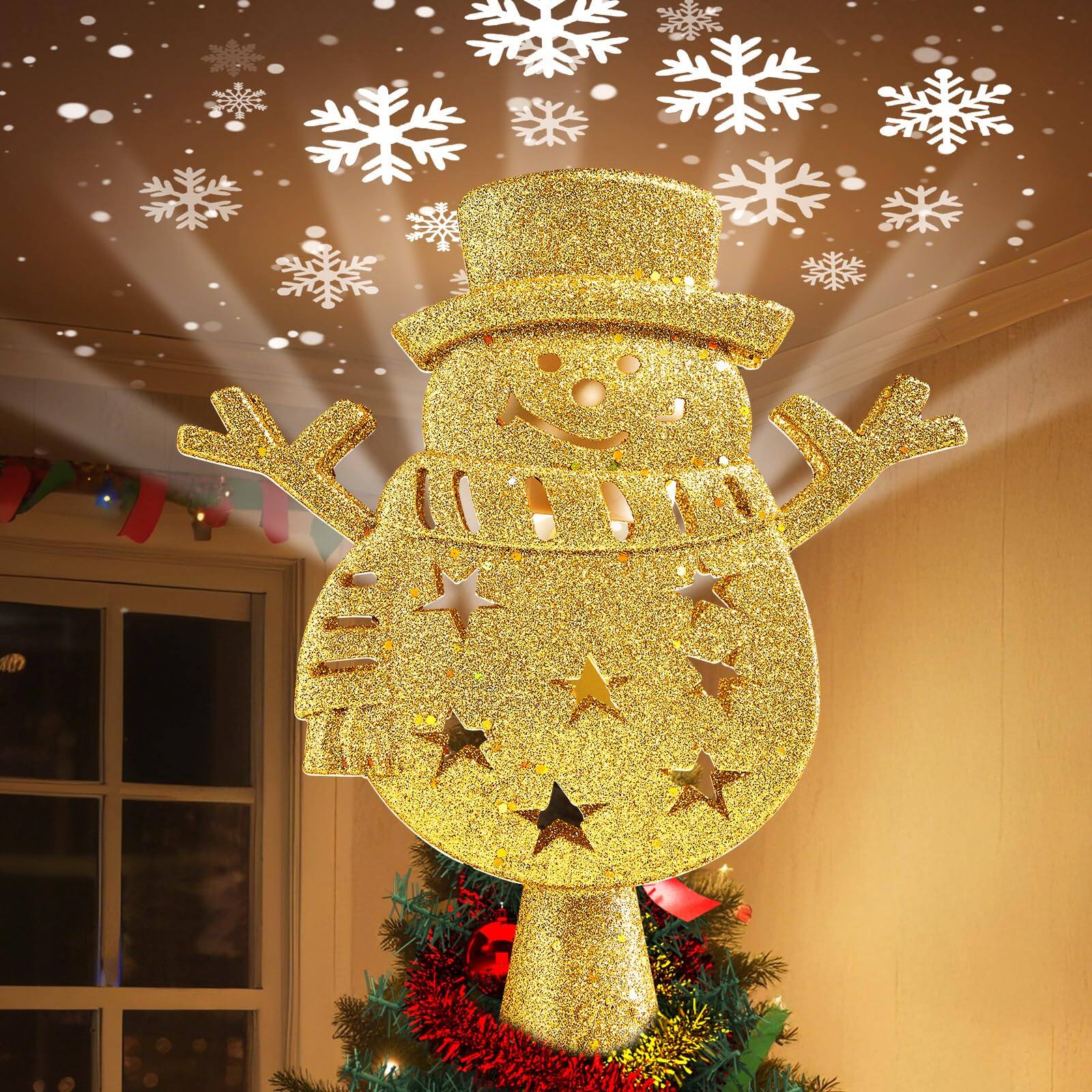 NICHOLAS KLEIN Christmas Star Tree Topper With Led Snowflake Projector ...