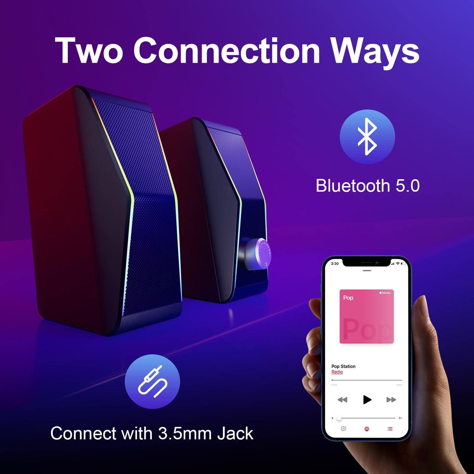 Cedar Assembly Computer Speakers 5 0 Hi fi Stereo Pc 4 Dynamic Lighting ...