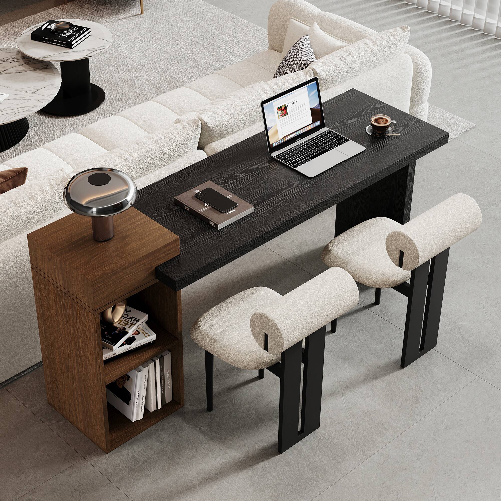 Loheer Loheer Modern Two Tone Console Table 5.58x1.79x2.75 ft Black ...