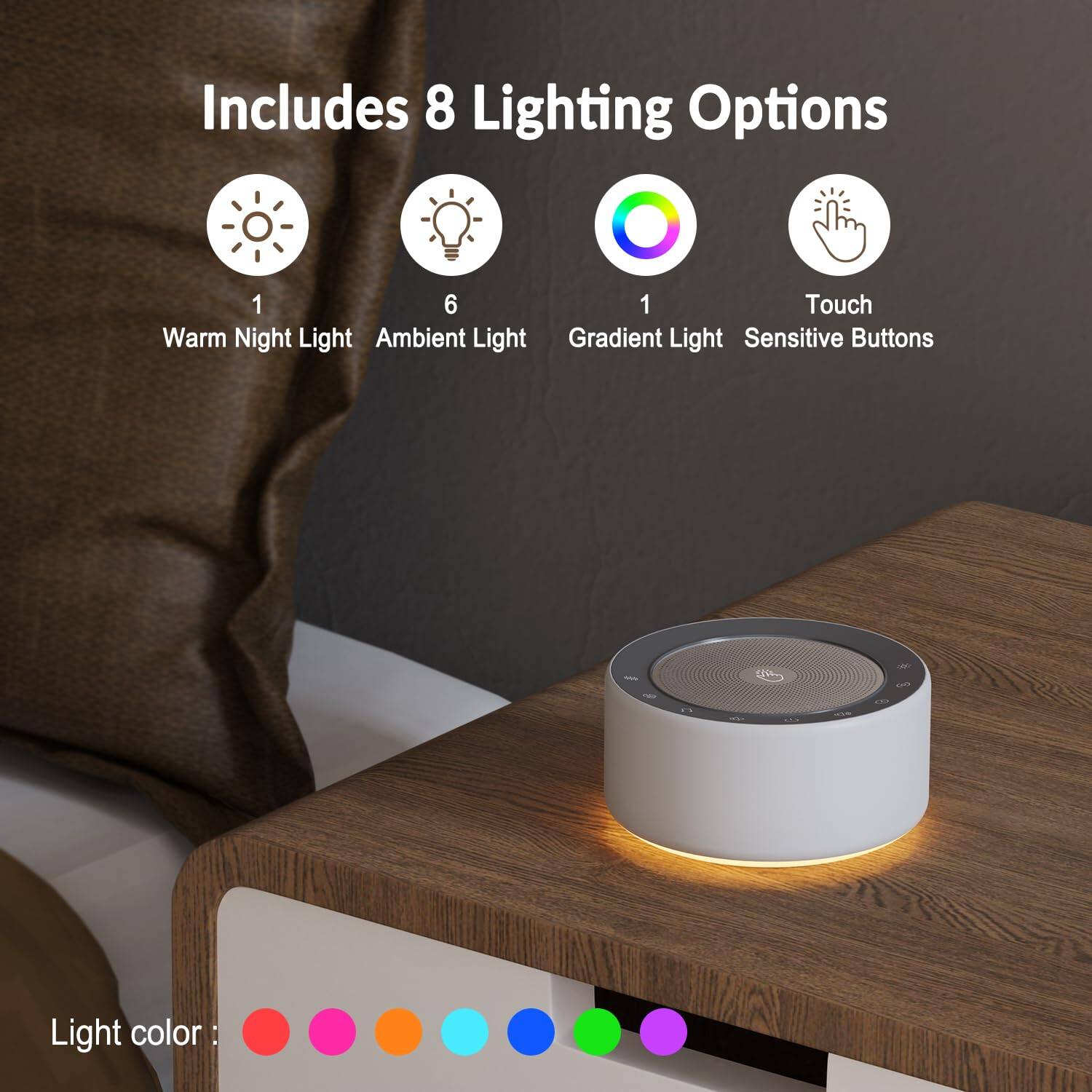 Cedar Assembly Noise Sound Machine With Lamp Mood Lighting Night Light ...