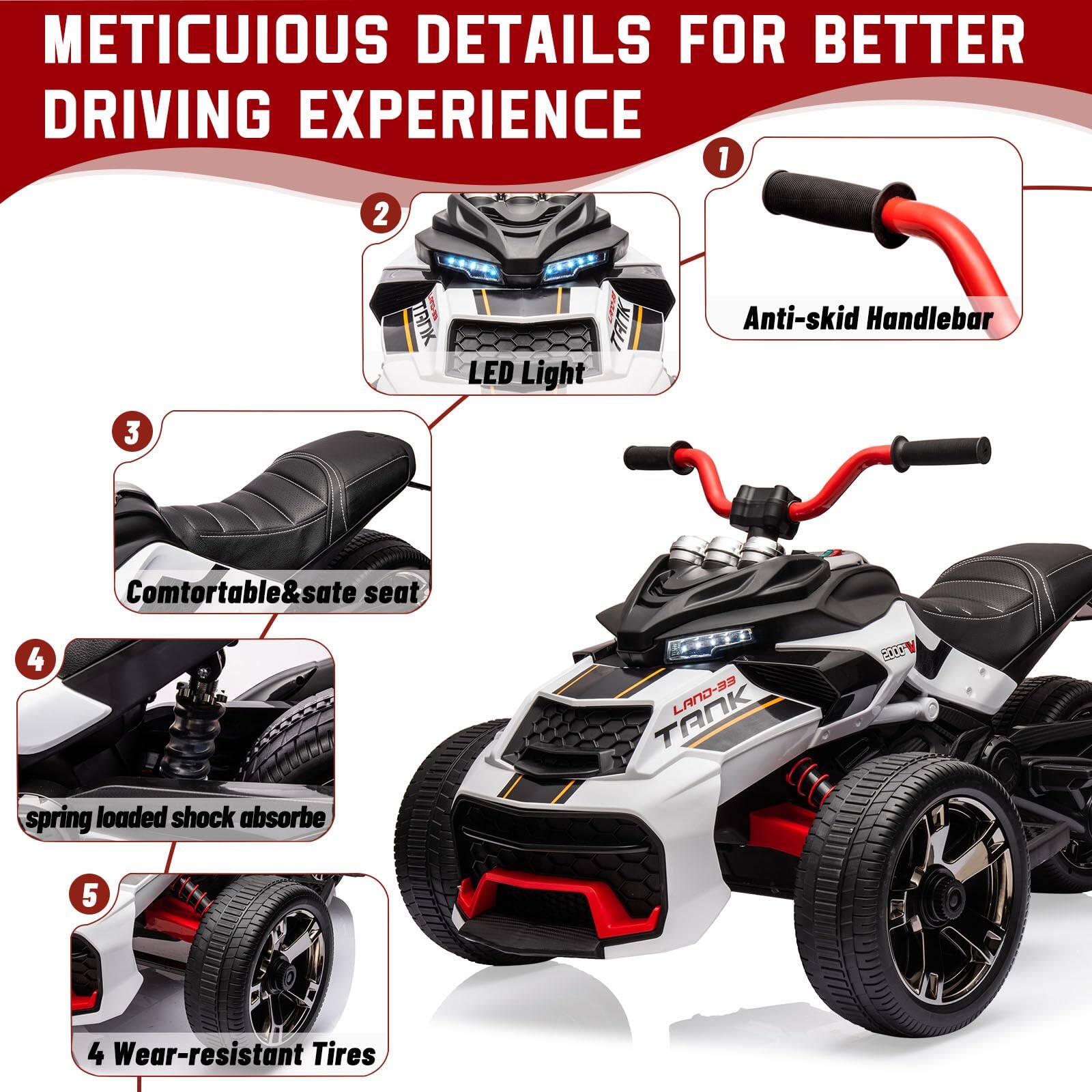 Acekool Kids ATV 4 Wheeler, 6V Ride on Toy with 1.8MPH Max Speed, Wear ...