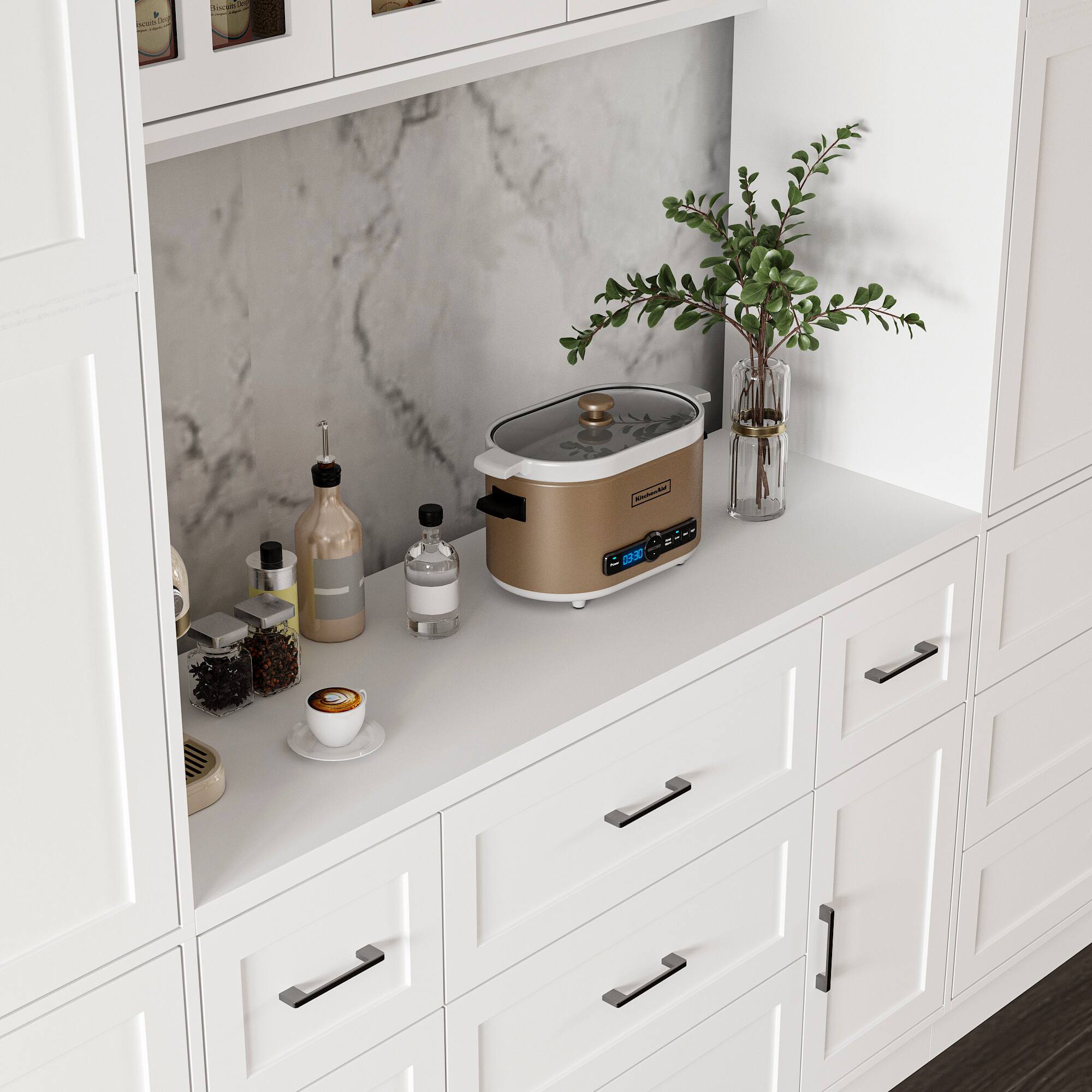 FUFU&GAGA Extra Large Buffet Sideboard with Glass Doors, Storage ...