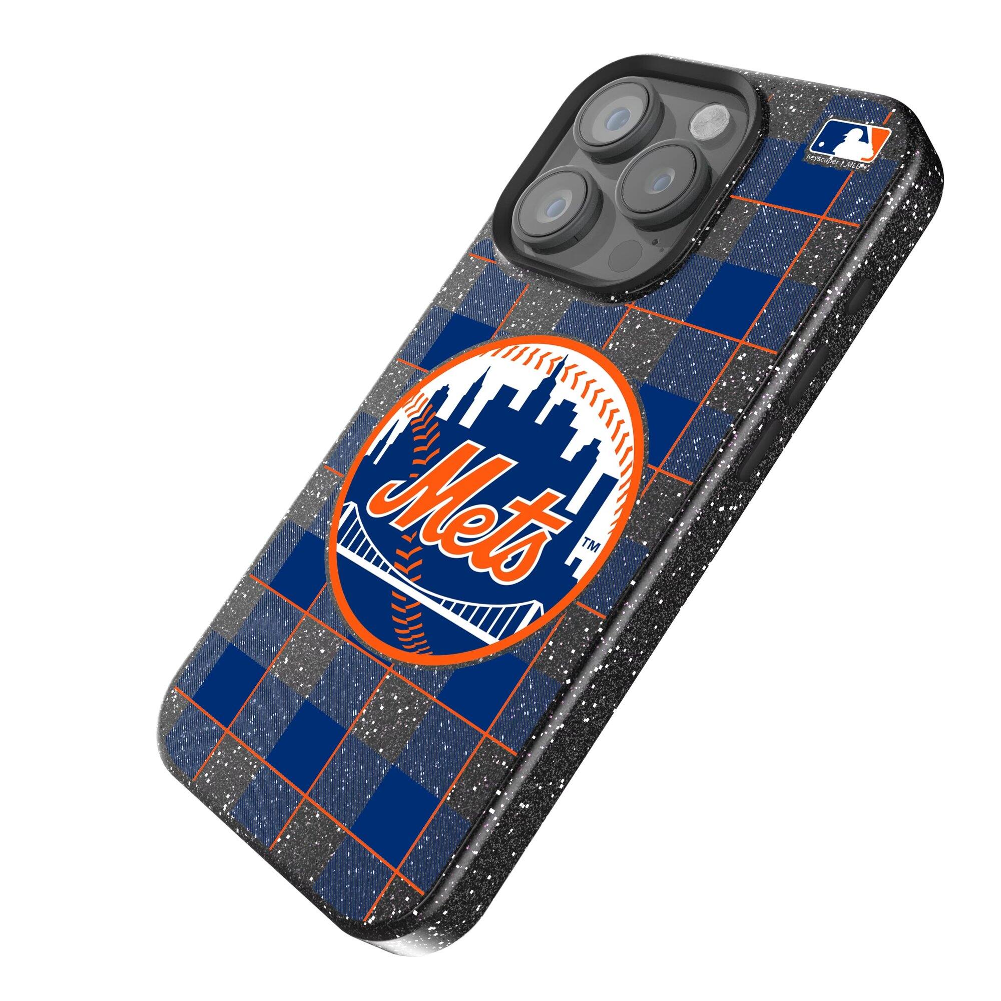 Keyscaper MLB New York Mets Plaid Bling iPhone Case 15 Pro Max Black ...