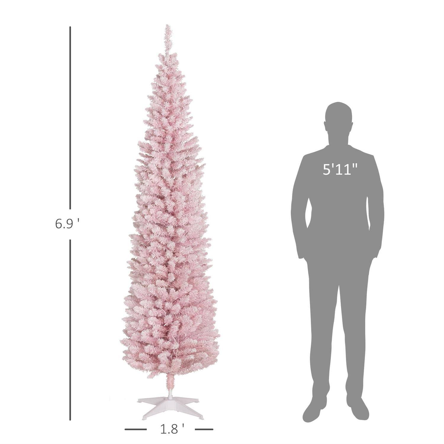 Pefilos 7ft Tall Artificial Pencil Christmas Tree with Slim Snow ...