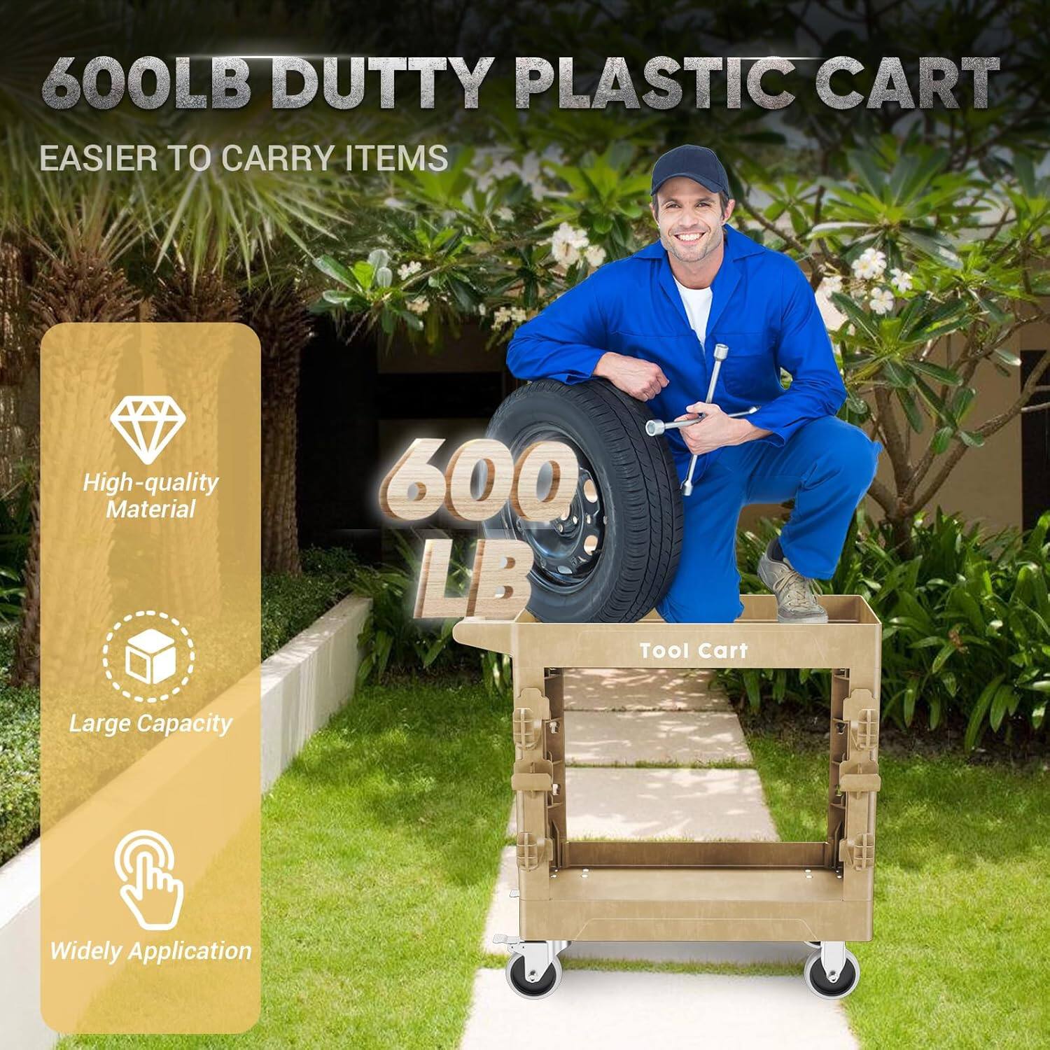 Silvel Utility Cart Heavy Duty with Full Swivel Wheels 600LBS Capacity ...