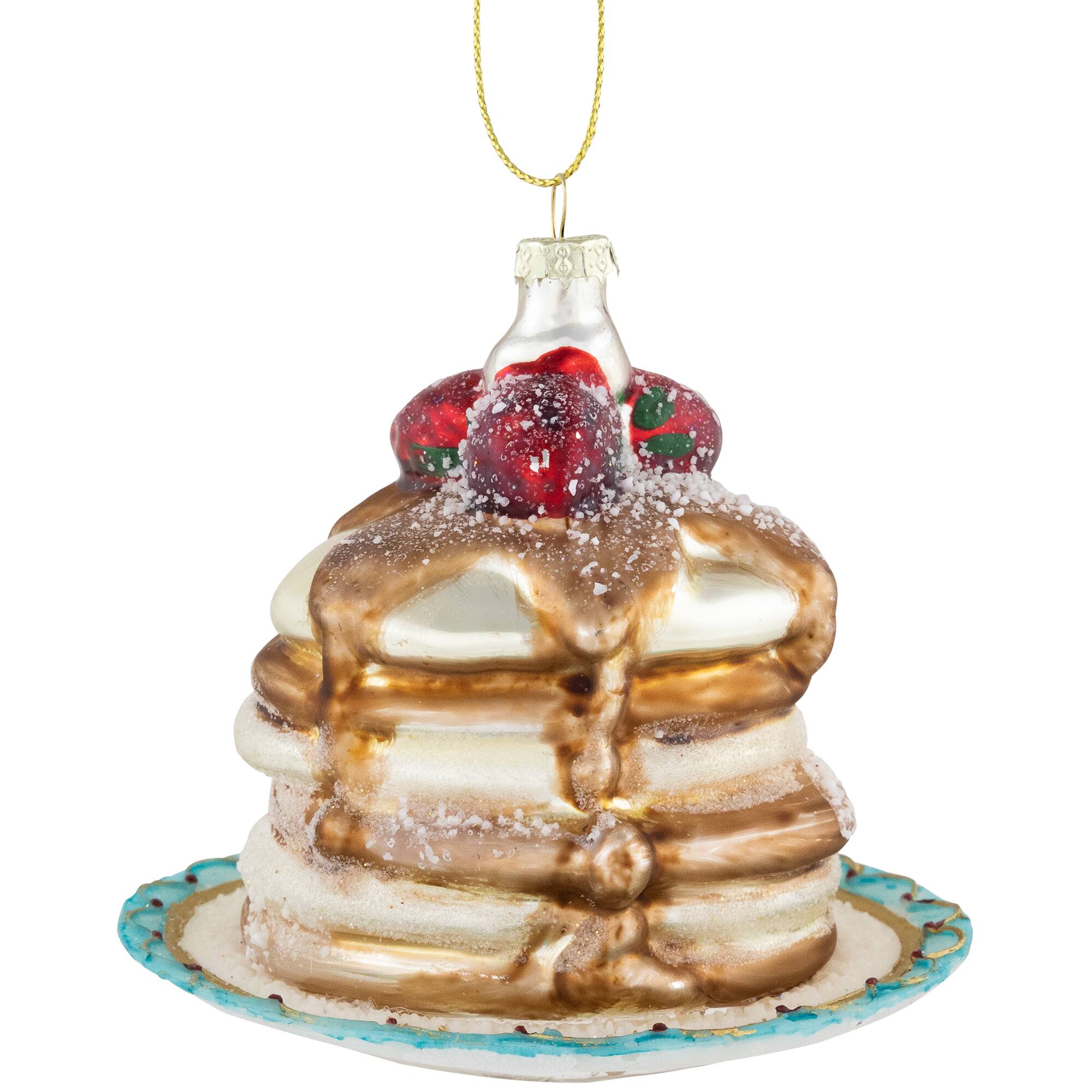 Northlight 3.75" Pancakes and Syrup Glass Christmas Ornament Gold ...