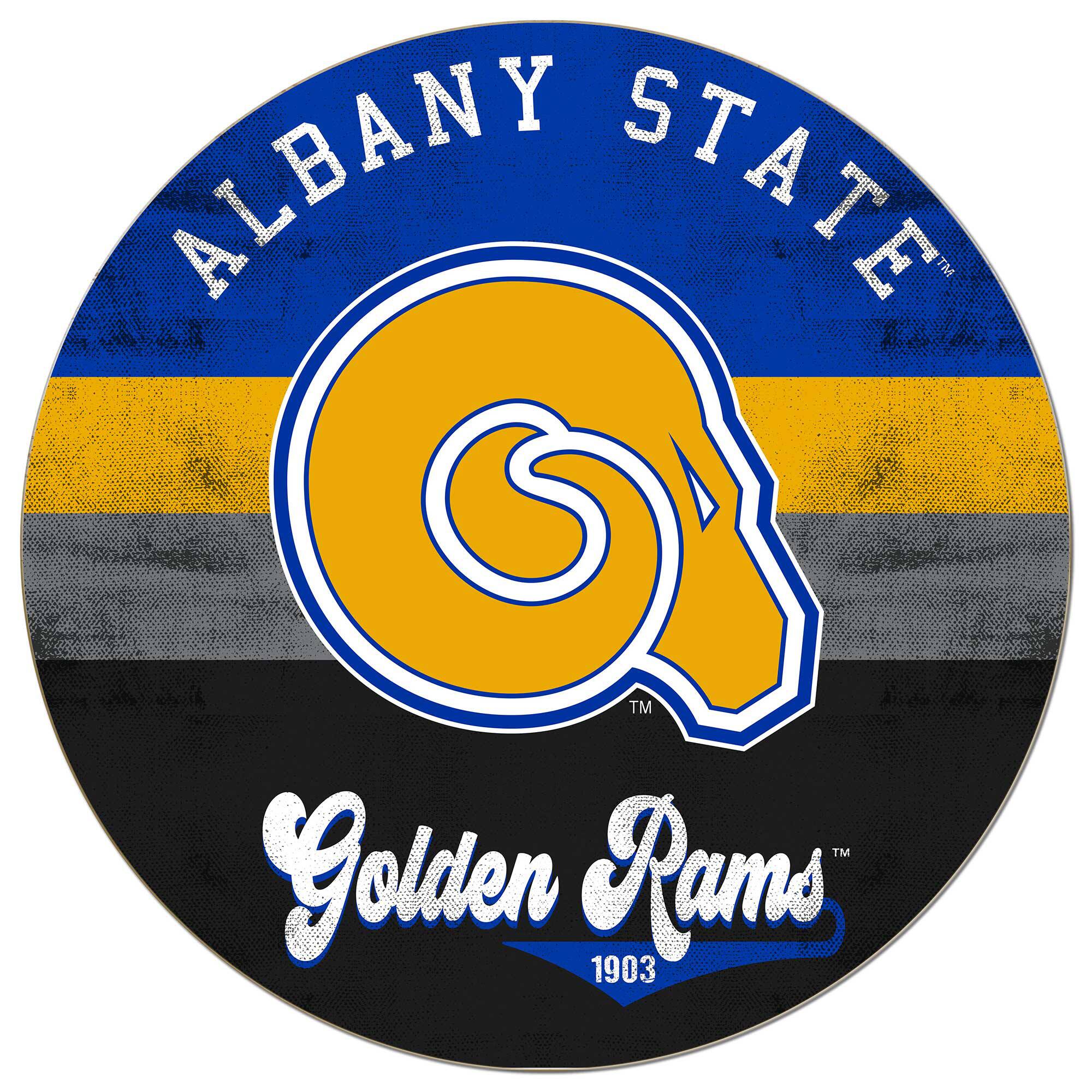 Jardine Albany State Golden Rams 20'' x 20'' Retro Logo Circle Sign ...
