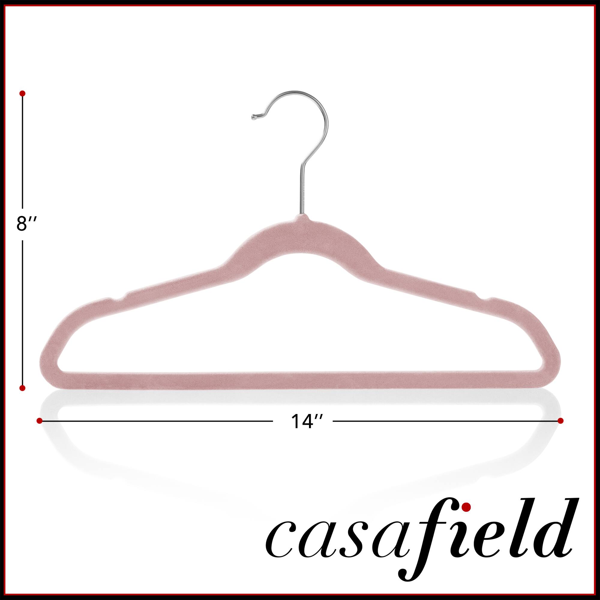 Casafield 50 Velvet 14 in Kid's Hangers Light Pink HG-CV_50-LTPNK ...