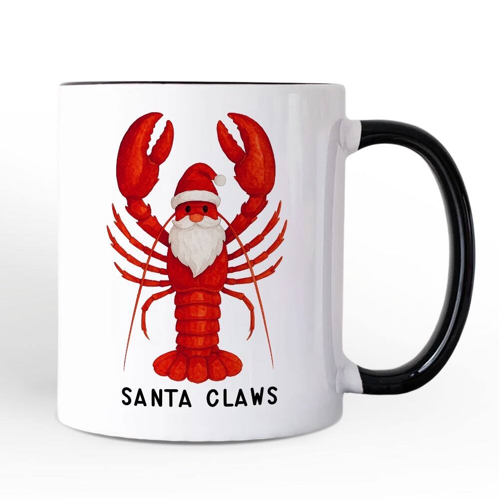 OrnamentallyYou - Santa Claws Lobster Mug, Funny Pun Coastal Christmas ...