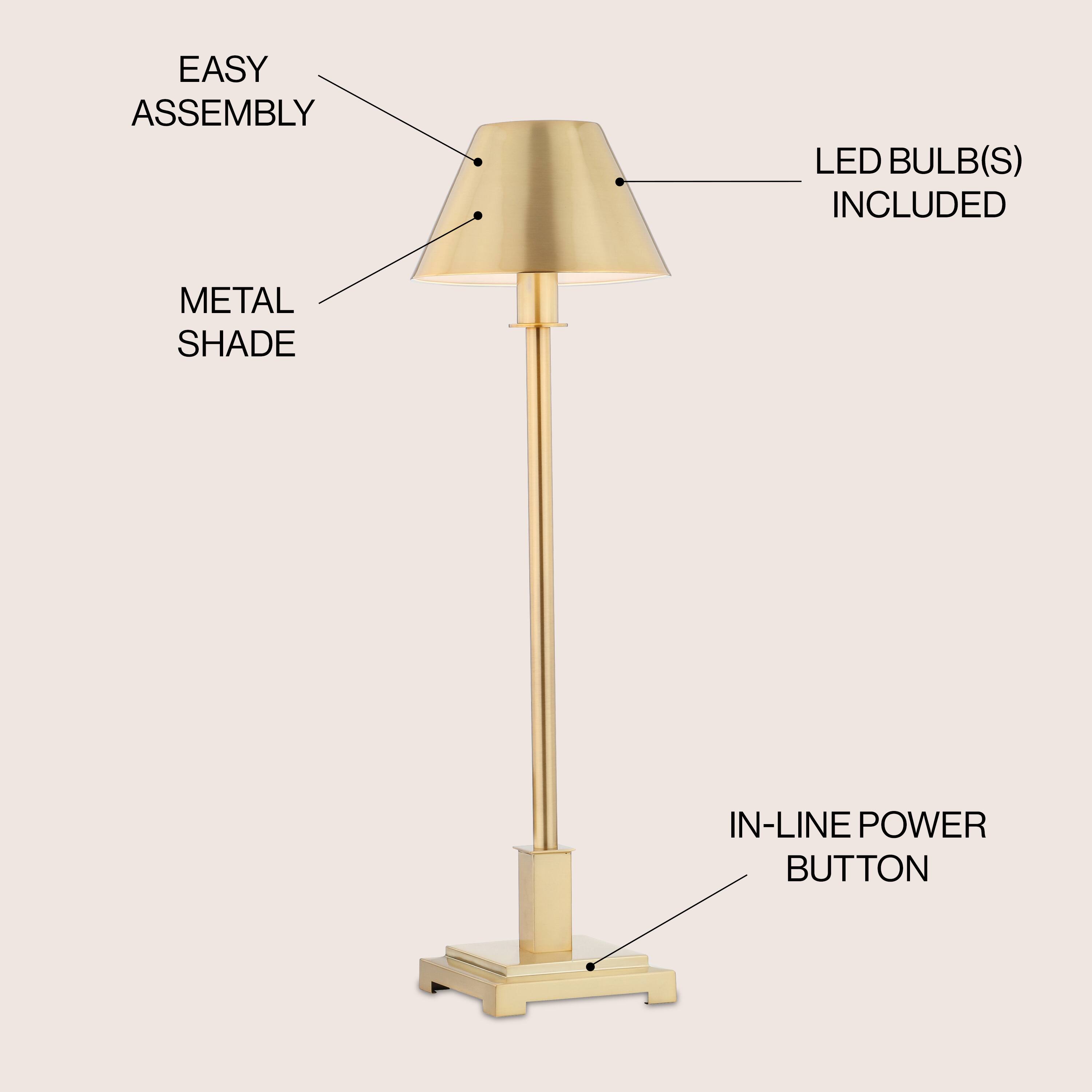 Jonathan Y Roxy 26" Metal Shade LED Table Lamp, Brushed Brass Brushed ...