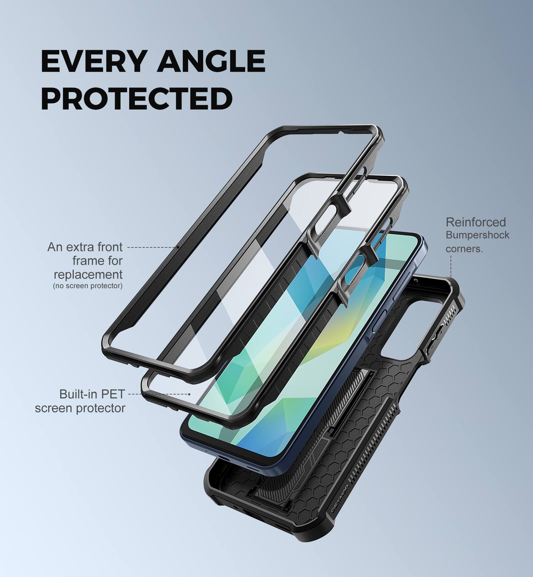dexnor Phone Case for Galaxy A16, Camera Cover, Kickstand, Protection ...