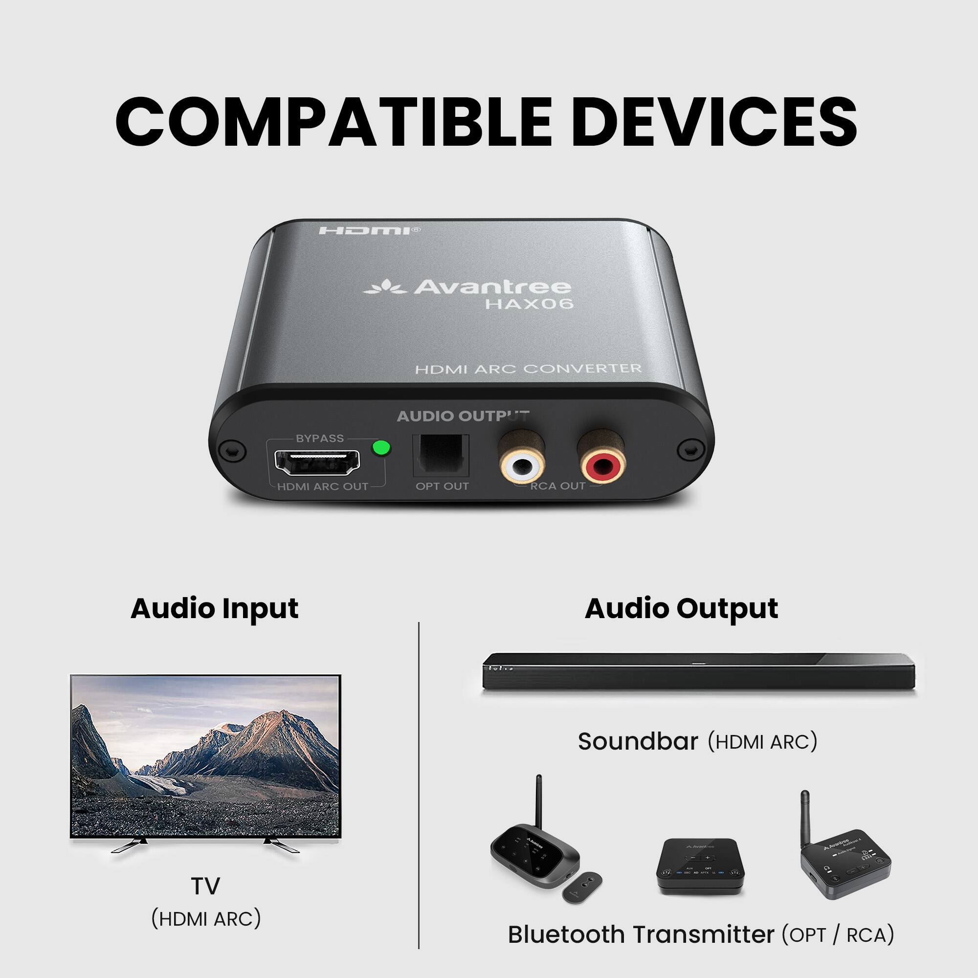 Avantree HAX06 – HDMI ARC Audio Extractor with Passthrough for TV ...