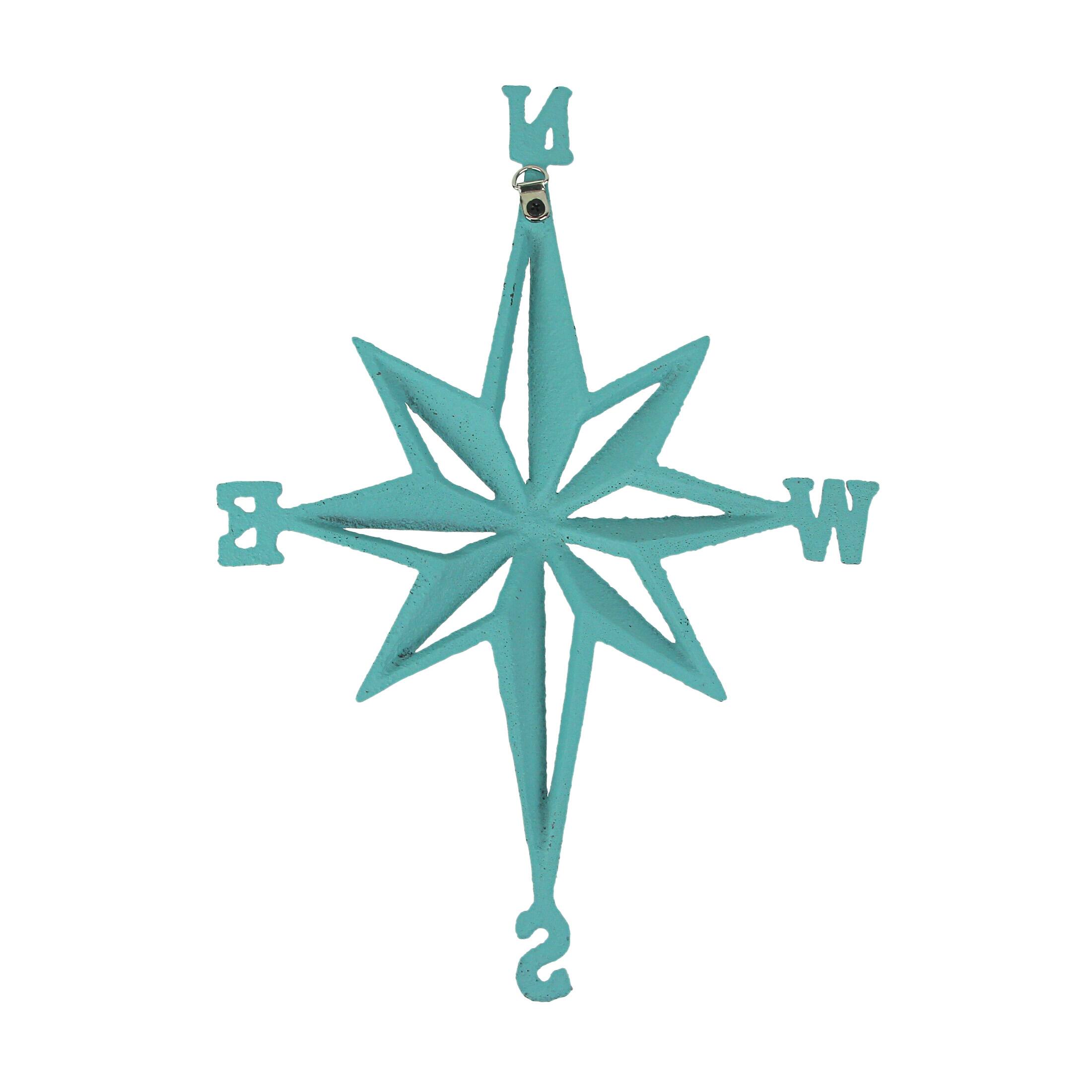 Zeckos Cast Iron Compass Rose Wall Hanging Sculpture Coastal Home Decor ...