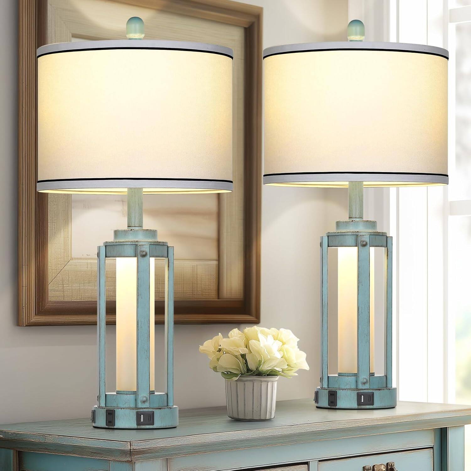 The Best Inks Black white Lamp Night Light Modern USB LED fabric ...