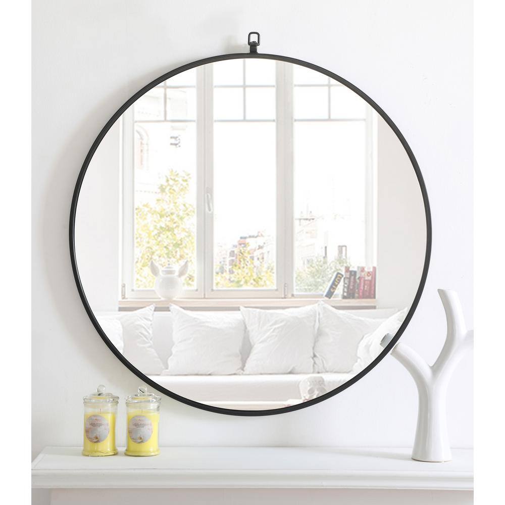 Elegant Decor Metal frame Round Mirror with decorative hook 32 inch ...