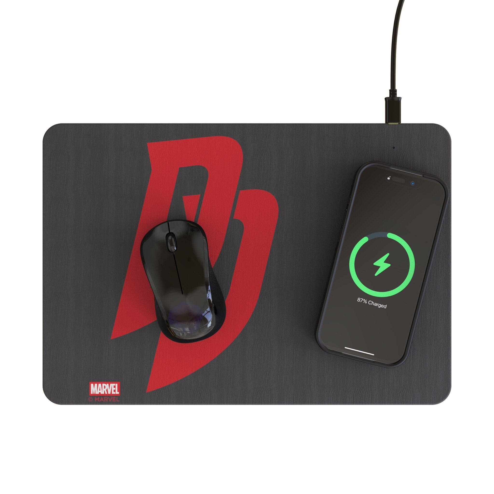 Keyscaper Marvel Badge 15 Watt Wireless Charger and Mouse Pad Daredevil ...