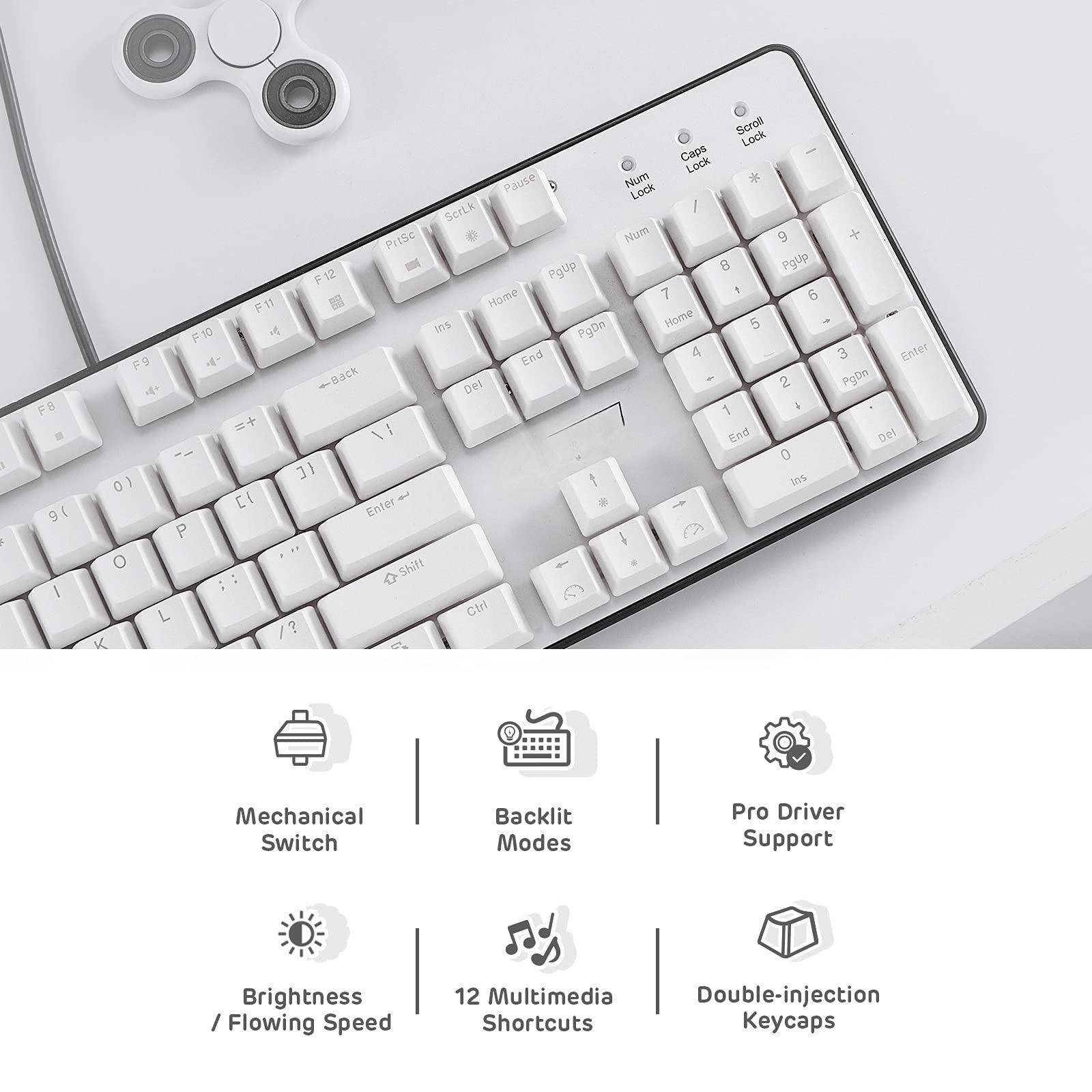 Live At Space Rk920 Full Size Mechanical Rainbow Backlit Gaming 104 ...