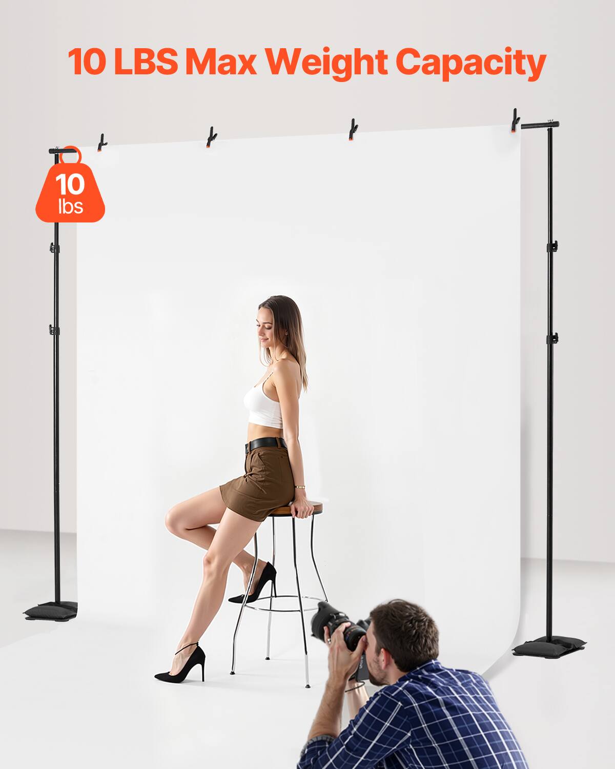 VEVOR Backdrop Stand, 8.5 x 10 ft Adjustable Photo Backdrop Stand Kit ...