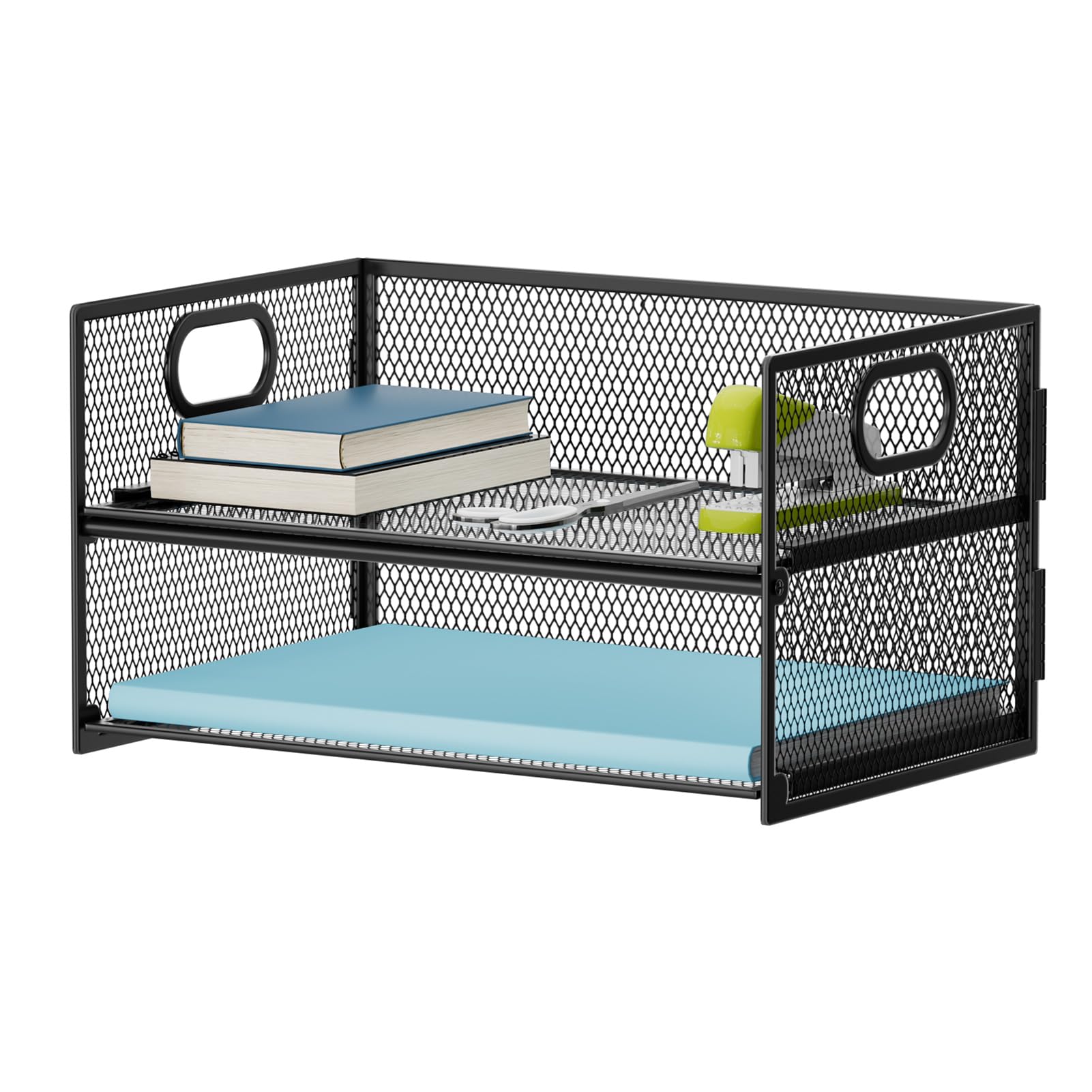 Dapper Styles 2 Tier Paper Organizer Letter Tray Mesh File With Handle ...