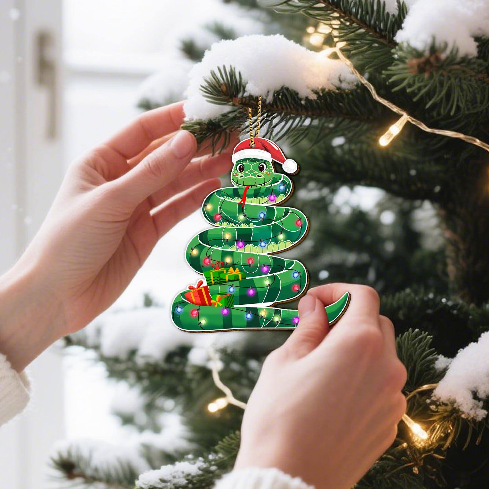 Paradigms Interiors Wooden Snake Christmas Ornament 2025 Funny Holiday ...