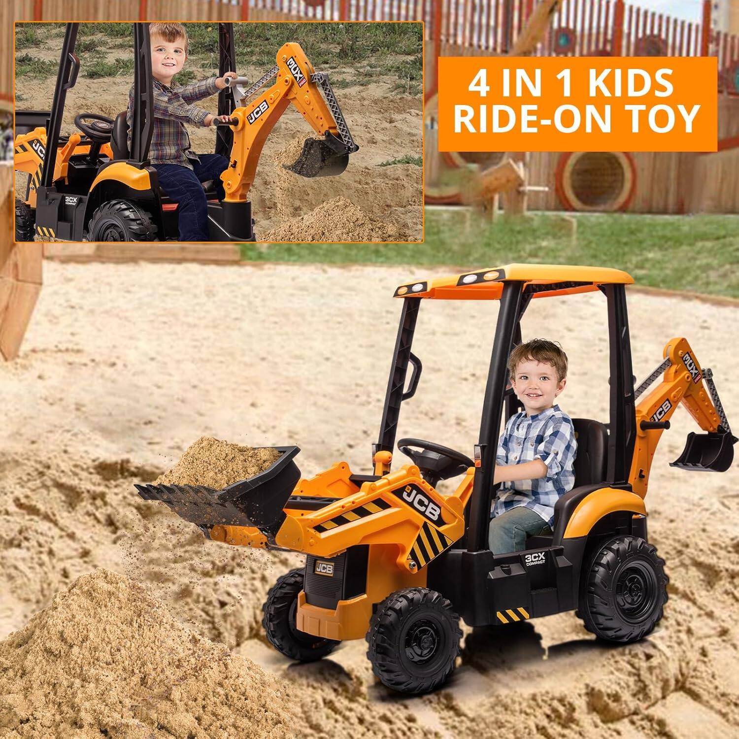 Qeetex 12V Kids Ride On Excavator Bulldozer, Electric Digger w/Remote ...