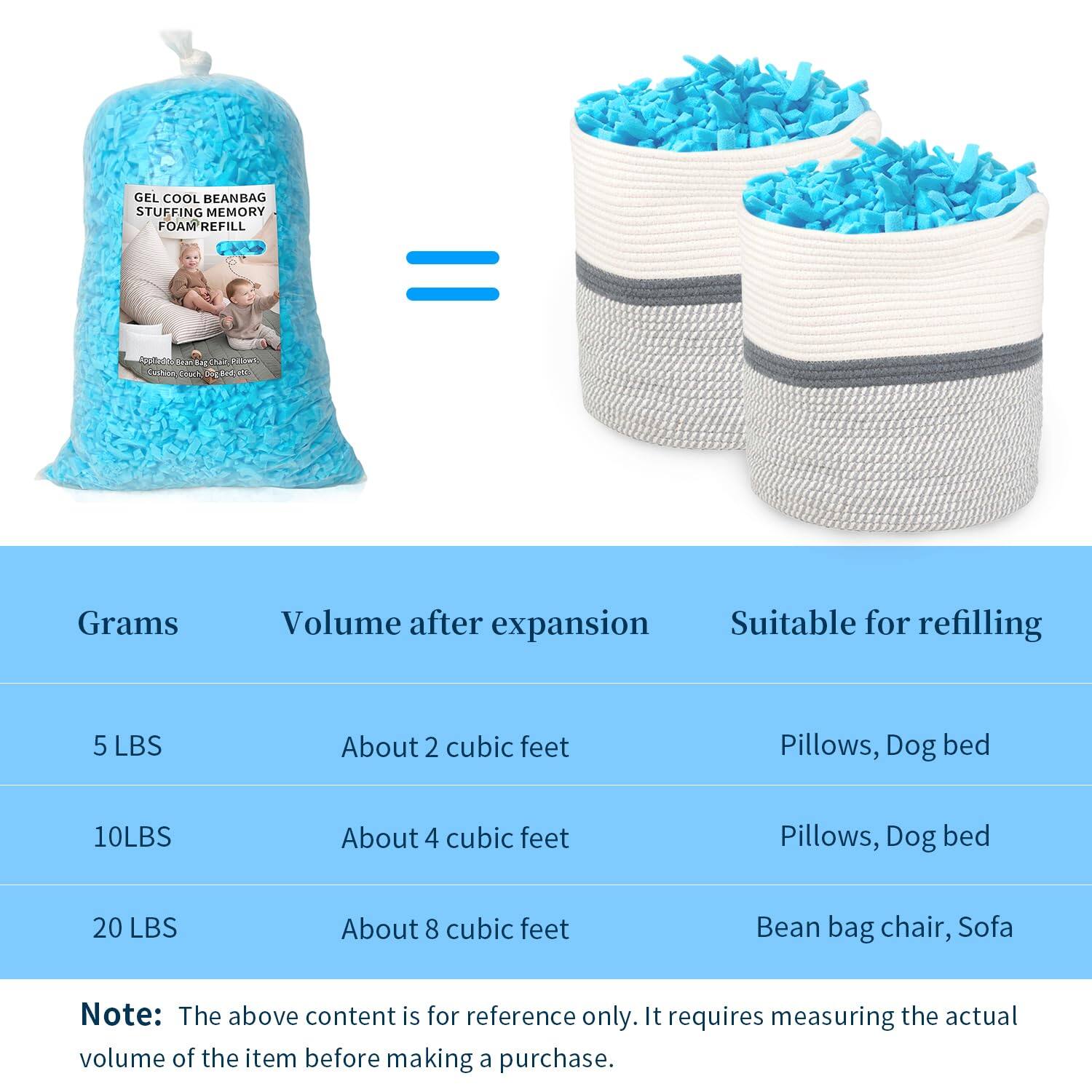 JETRANSPORT Bean Bag Filler 10lbs Shredded Memory Foam Filling Soft ...