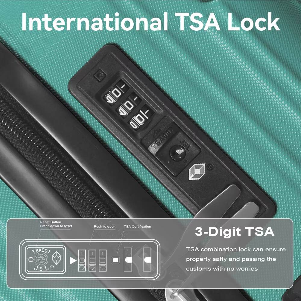 Bestier 3 Piece ABS Hardshell Luggage Set (20”/24”/26”) with Spinner ...