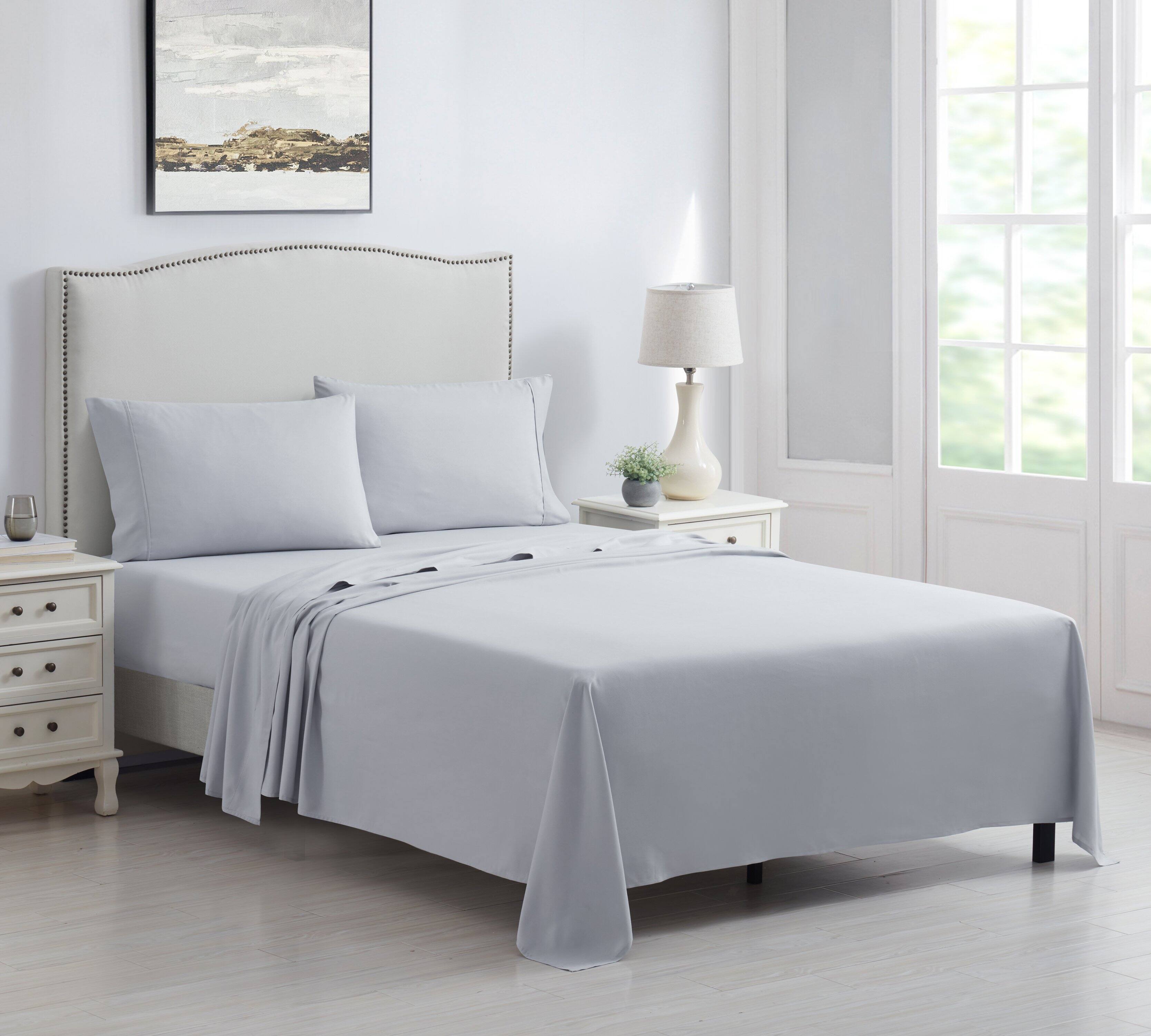 Kathy Ireland 4 Piece Brushed Microfiber Sheet Set Light Gray 1220 ...