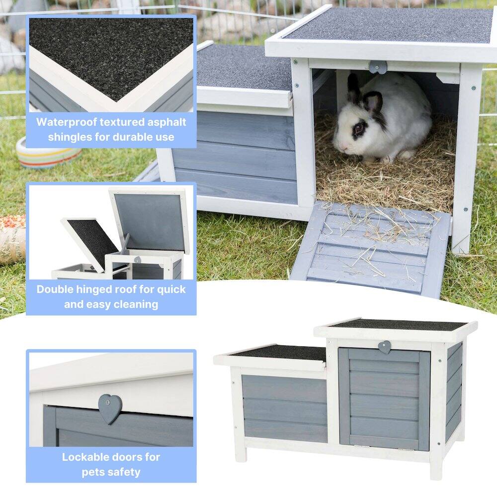 TRIXIE Weatherproof Outdoor Elevated Wooden Small Animal House with ...
