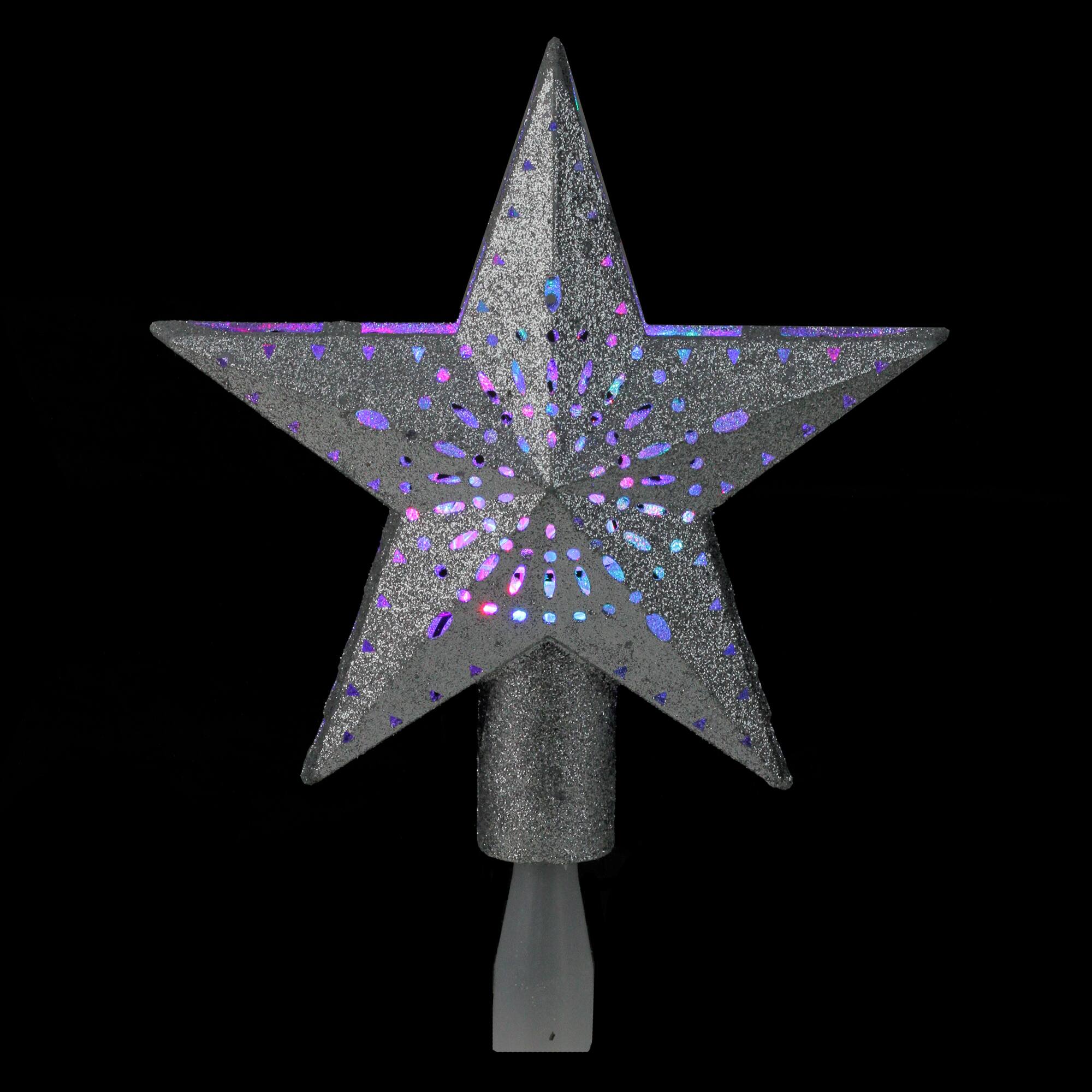 Kurt Adler 9" LED Lighted Sliver Glitter Star Christmas Tree Topper ...