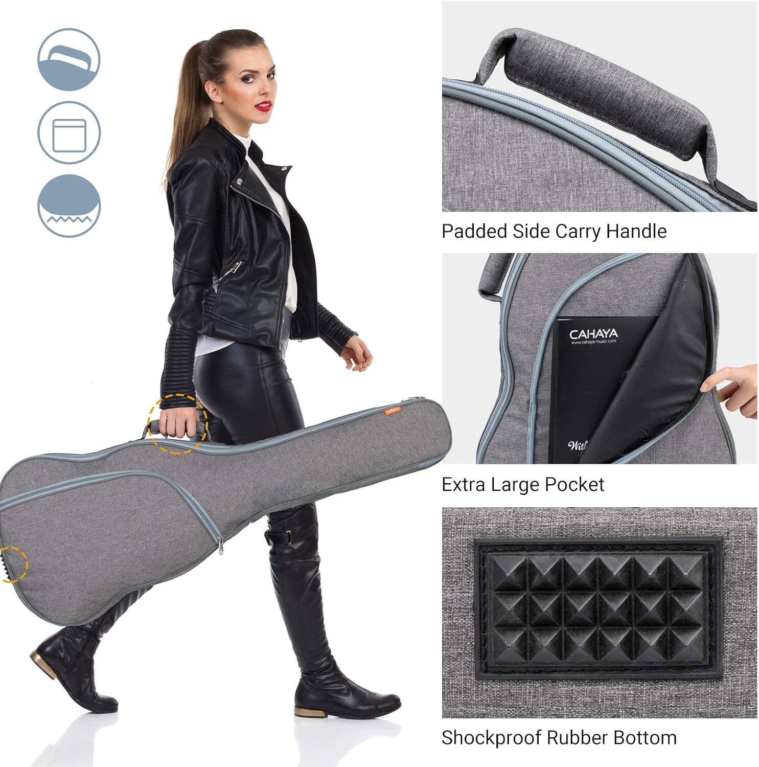 CAHAYA Electric Guitar Bag Padded Electric Guitar Gig Bag Case 0.35in ...