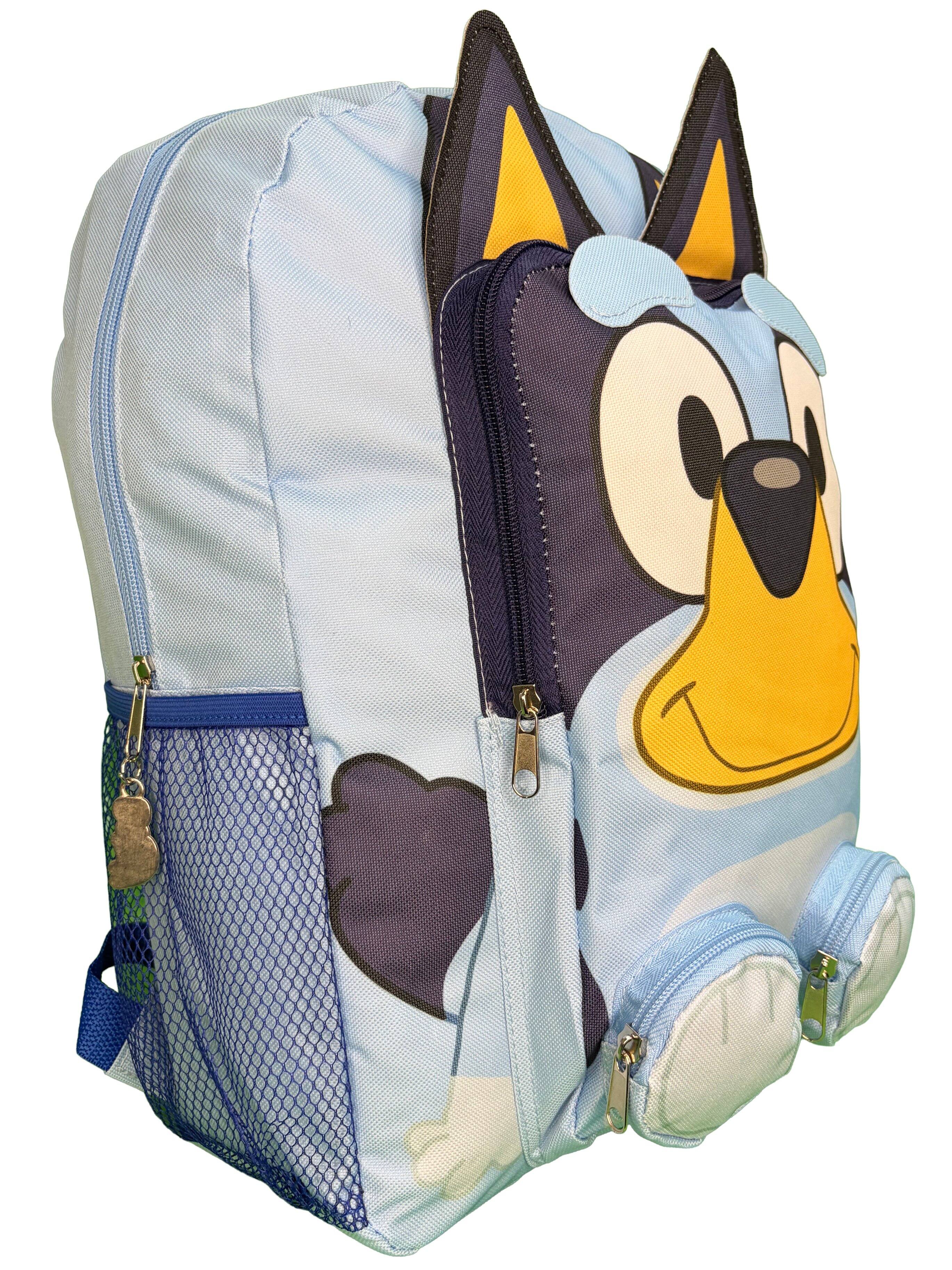 Disney 3D Bluey Nylon Blue Kids 16" School Backpack for Girls and Boys ...