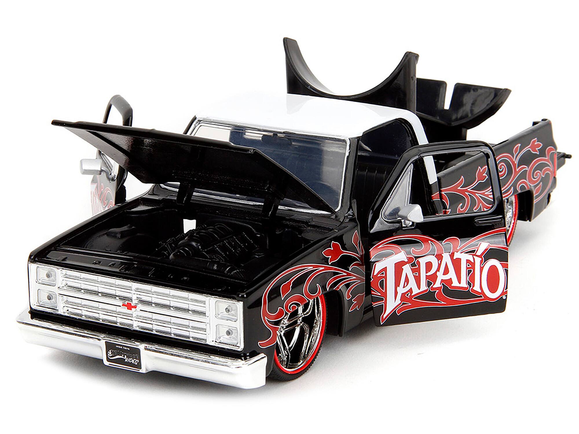 Jada 1985 Chevrolet C 10 Pickup Truck Black with White Top and Graphics ...