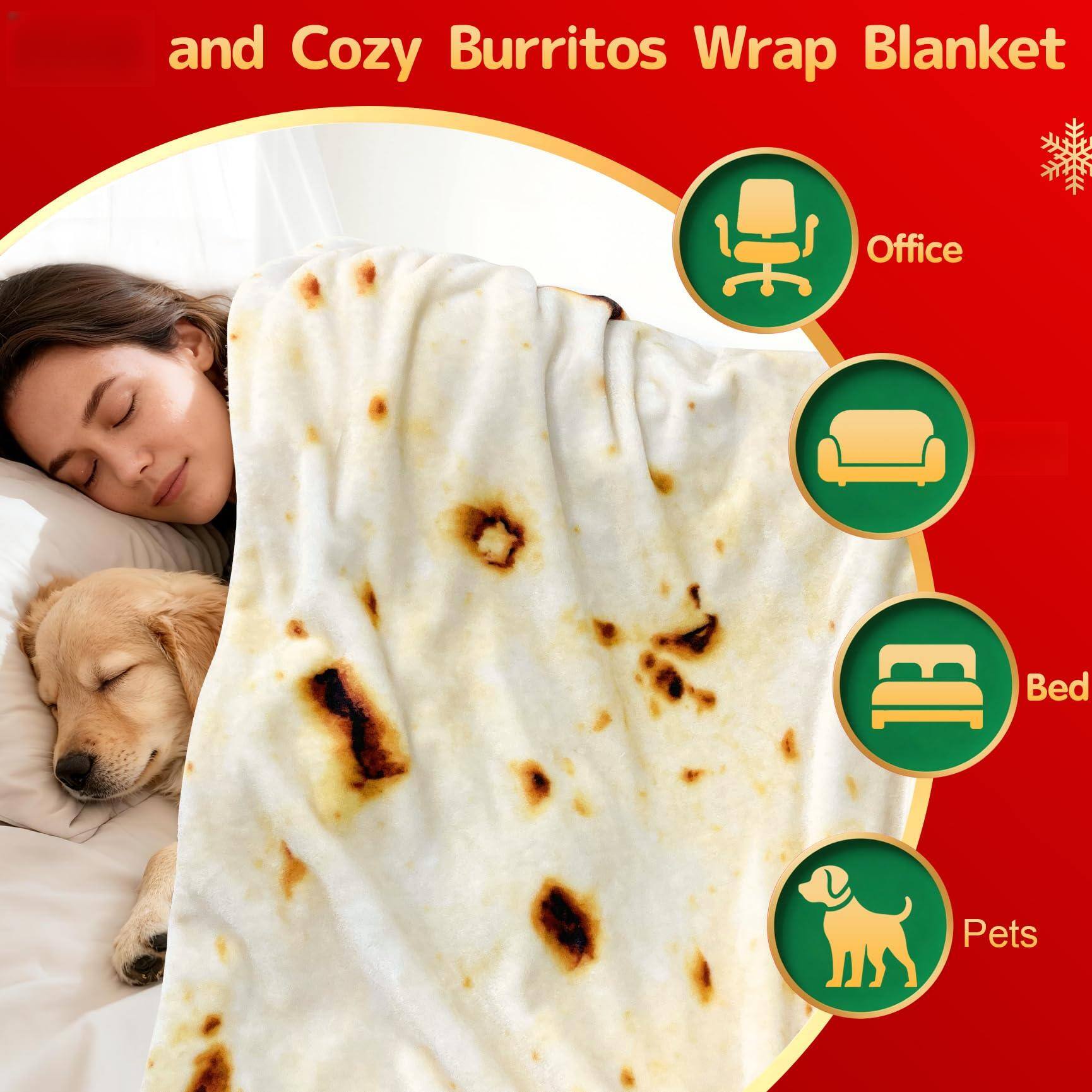 NICHOLAS KLEIN Burrito Tortilla Throw Blanket For Adult Novelty Wrap ...