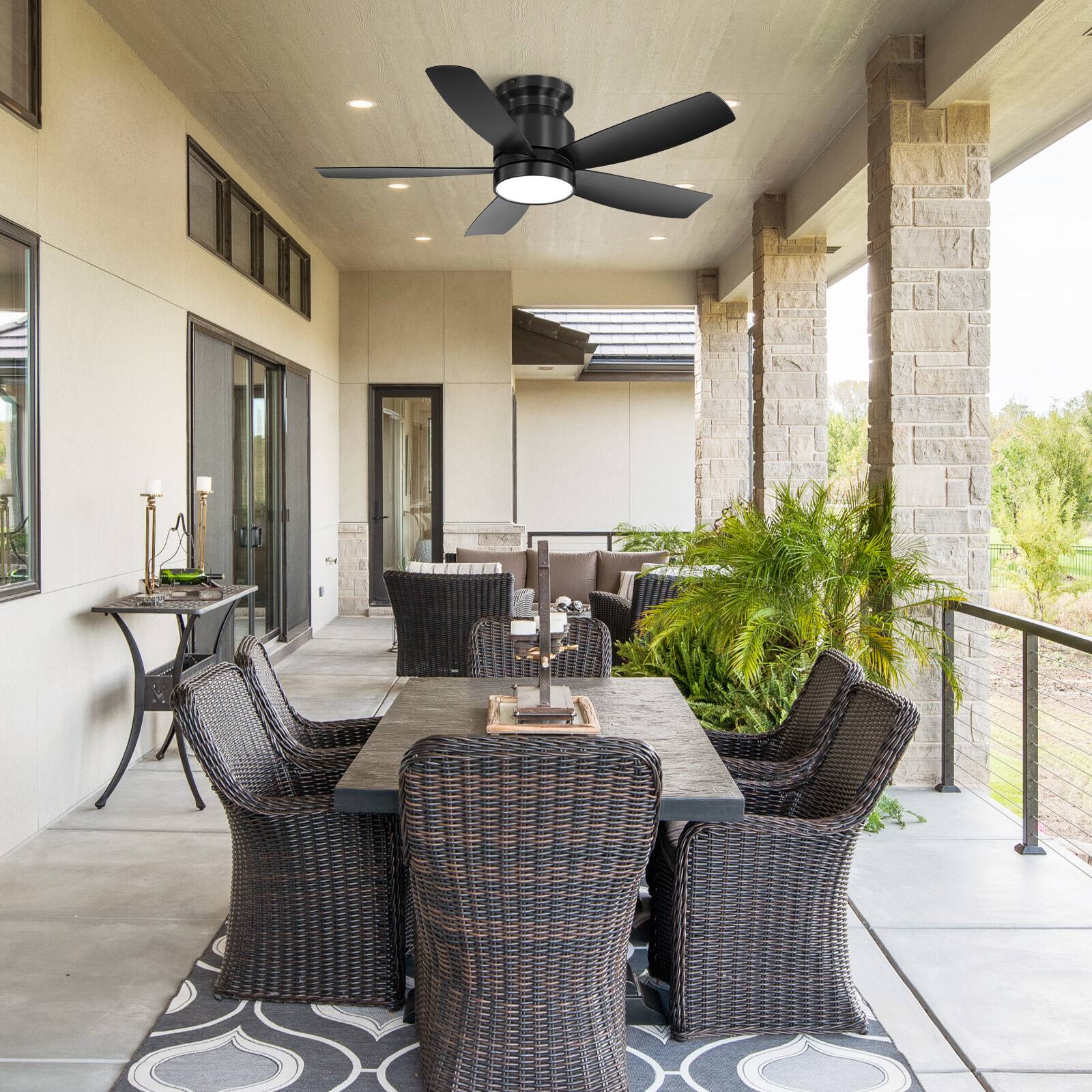 Sofucor 42 Inch Flush Mount Ceiling Fan with Lights & Remote Ultra Quiet 6 Speed DC Motor ...