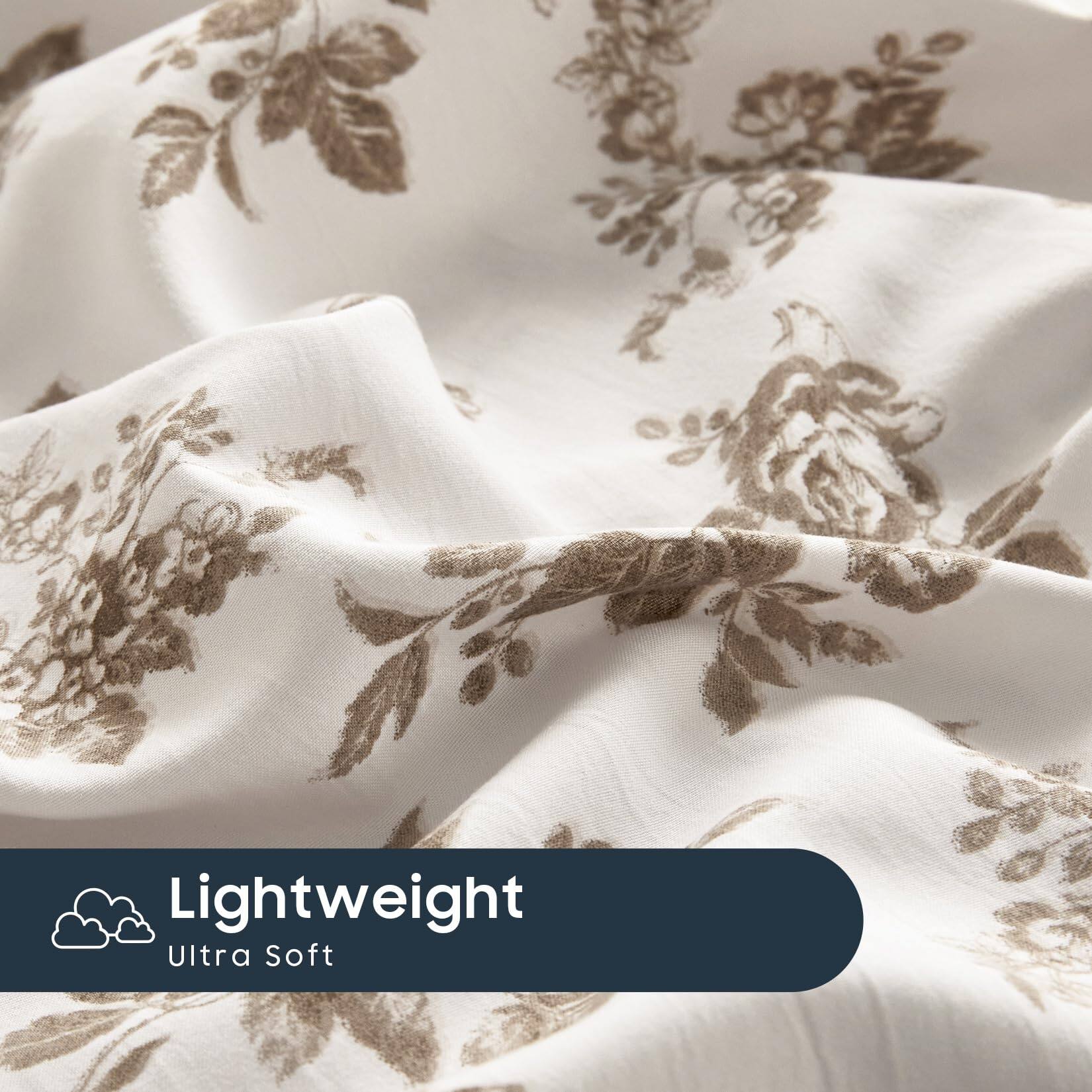 Fabibe Shabby Chic Bed Sheets 4 piece Sheet Set Floral Botanical ...