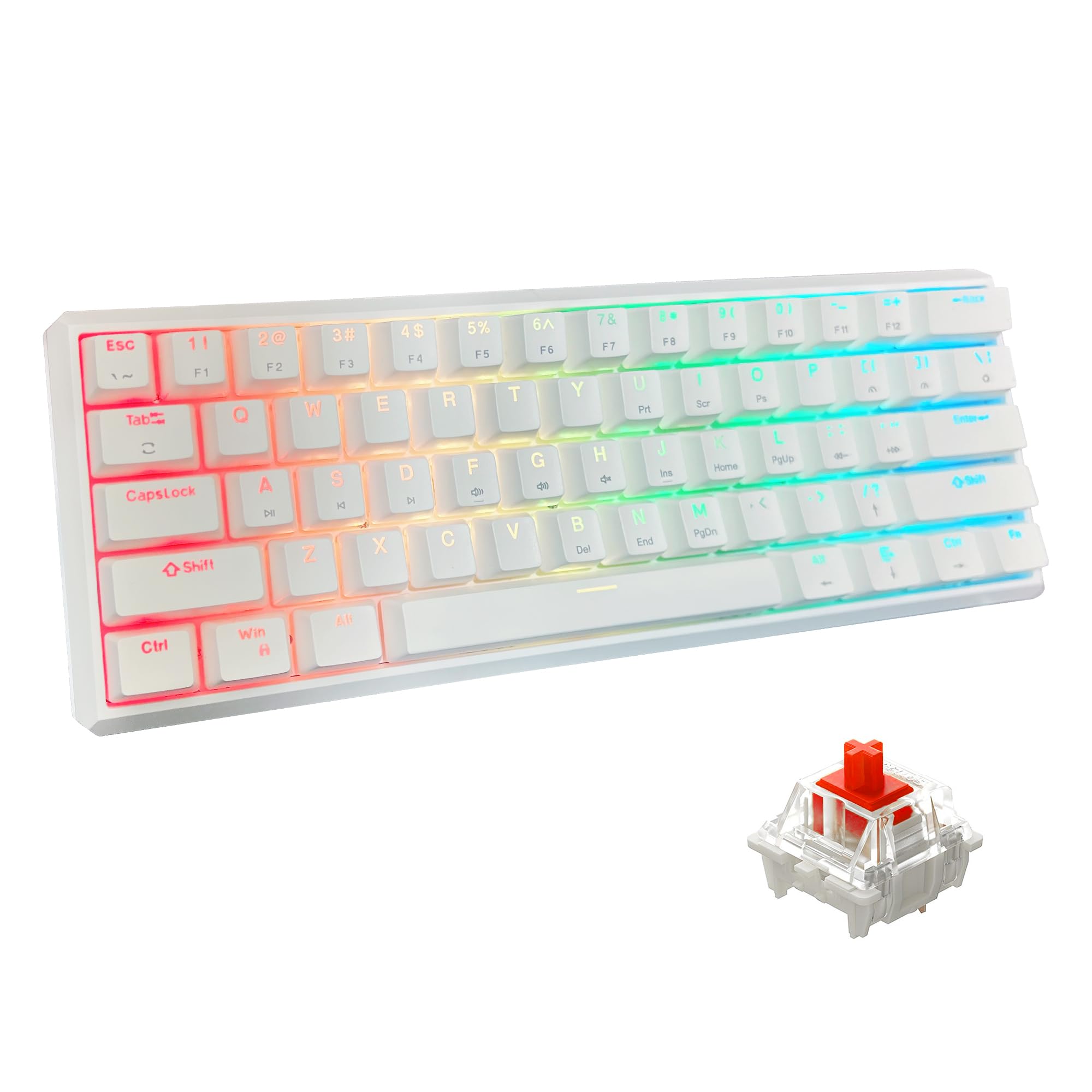 Empire DigiLabs Wired Mechanical Gaming Rgb Backlit Small Switches White/Red Switch - Best Buy