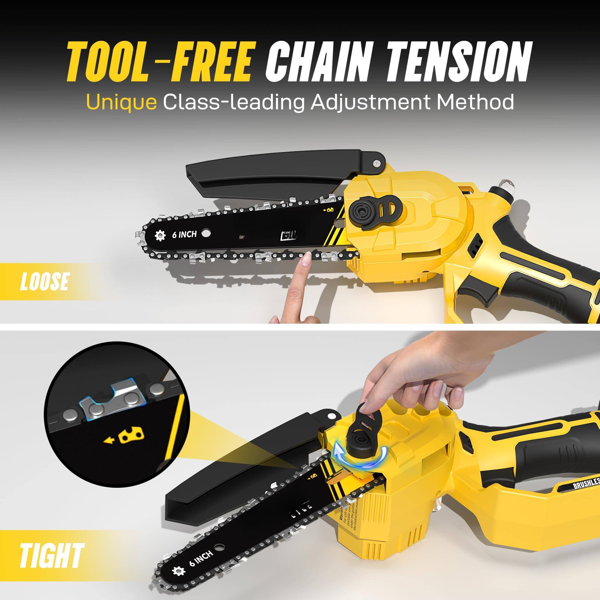 JETRANSPORT Mini Chainsaw Cordless 6 Inch 32ft/s Fast Brushless ...