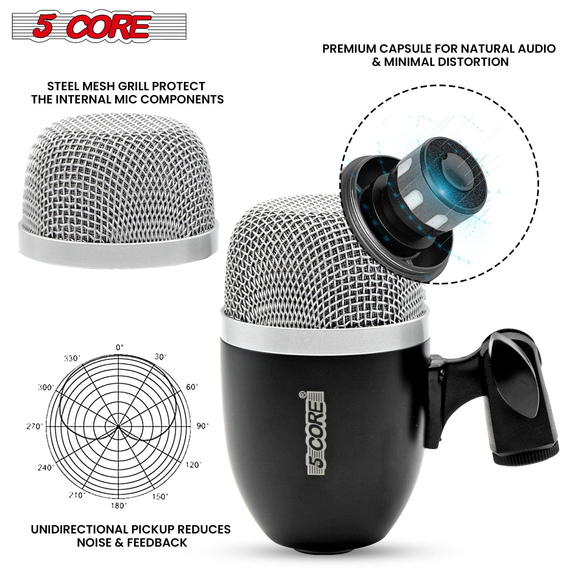 5 CORE Tom Snare Mic Cardioid Dynamic Microphone for Drum Kit ...