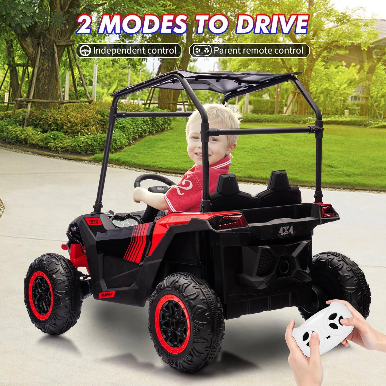 Qeetex 24V Kids Ride On Utv Toys, Electric Off Road Car for Kids,2 ...