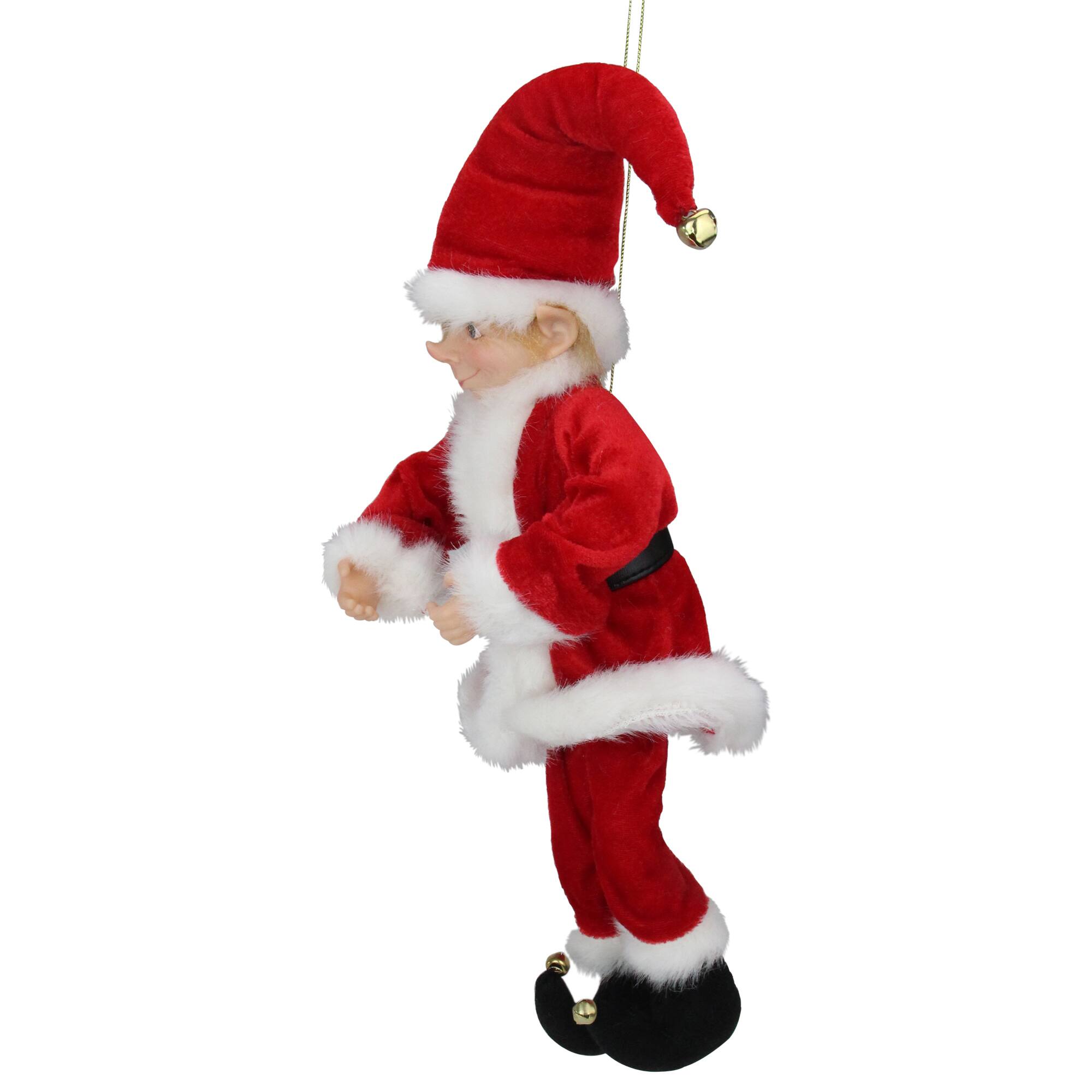 Northlight Bendable Elf in Santa Suit Christmas Figure 15" and White ...