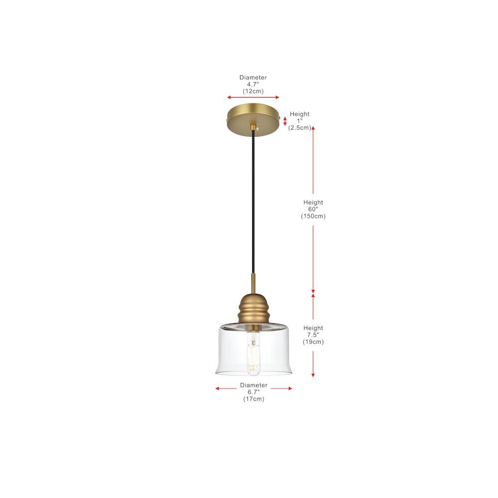 Living District Kenna 6.5 Inch Pendant Clear Shade in Satin Gold Satin ...