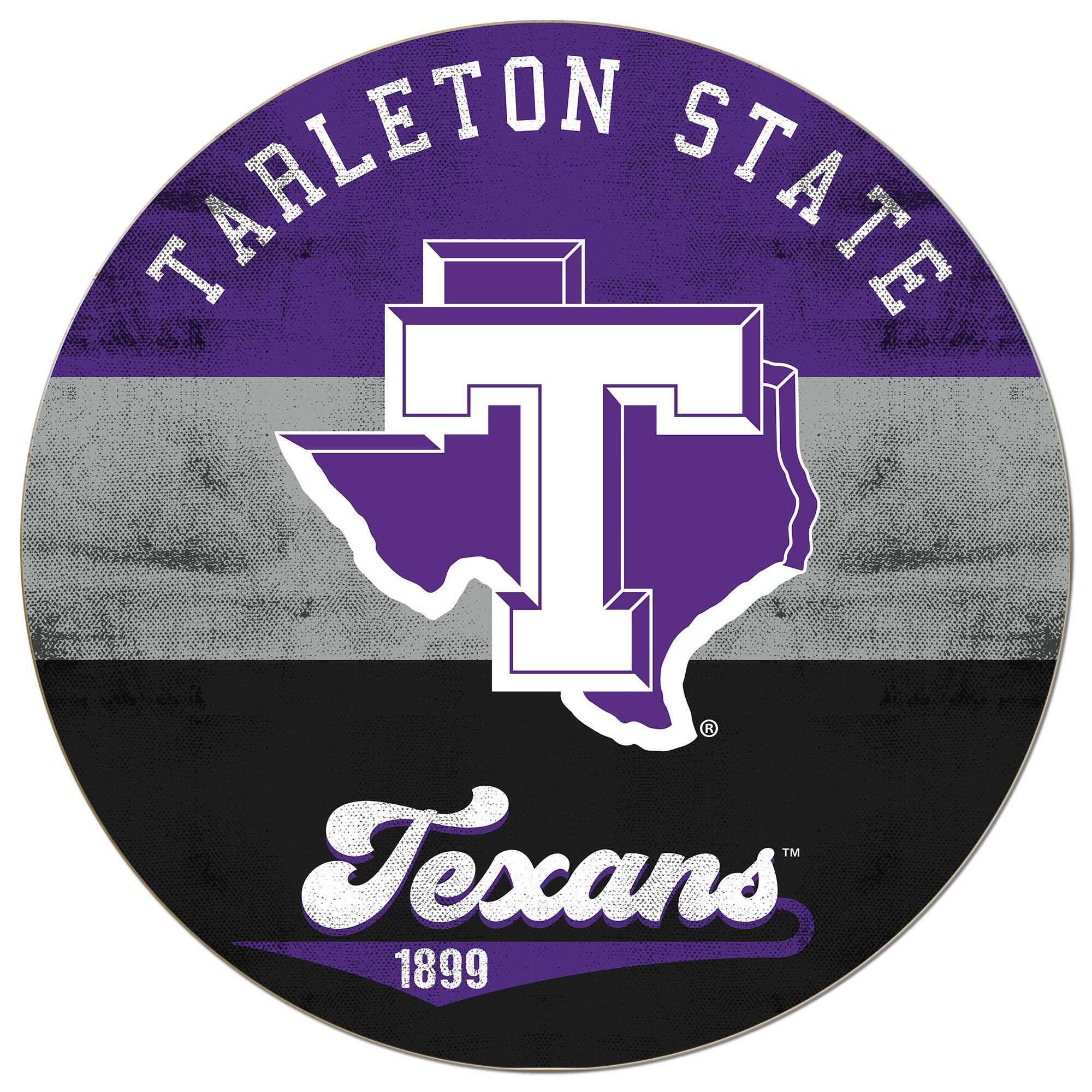 Jardine Tarleton State Texans 20'' x 20'' Retro Logo Circle Sign Purple ...