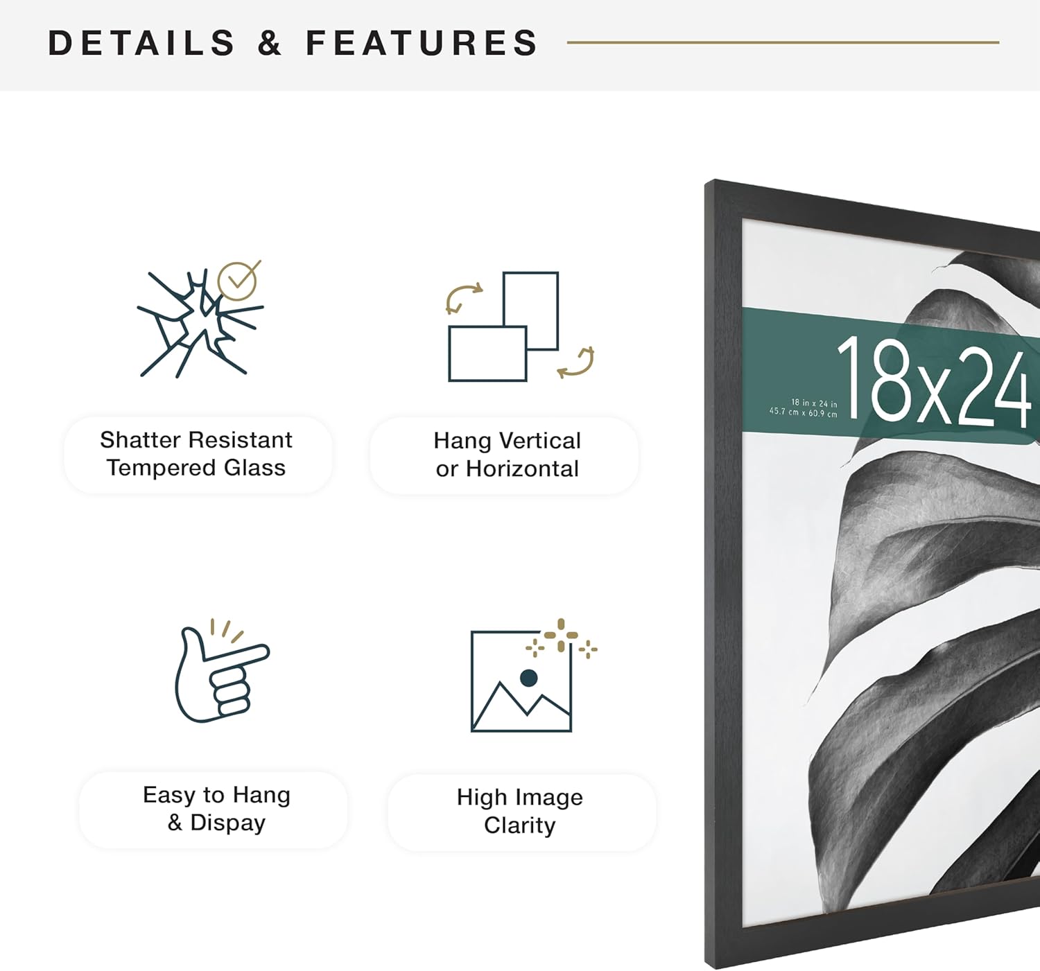 blue MCS Studio Gallery 18x24 Poster Frame Black Woodgrain, Vertical ...