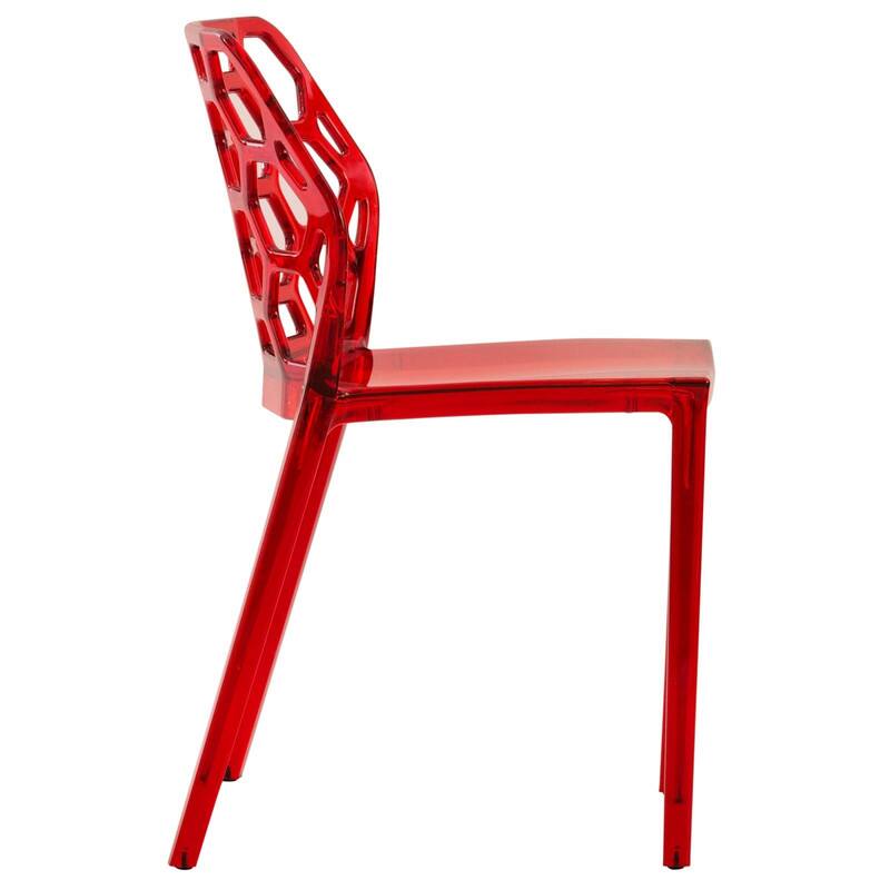 LeisureMod Dynamic 4 Pieces Clear Acrylic Dining Chair with Honeycomb ...