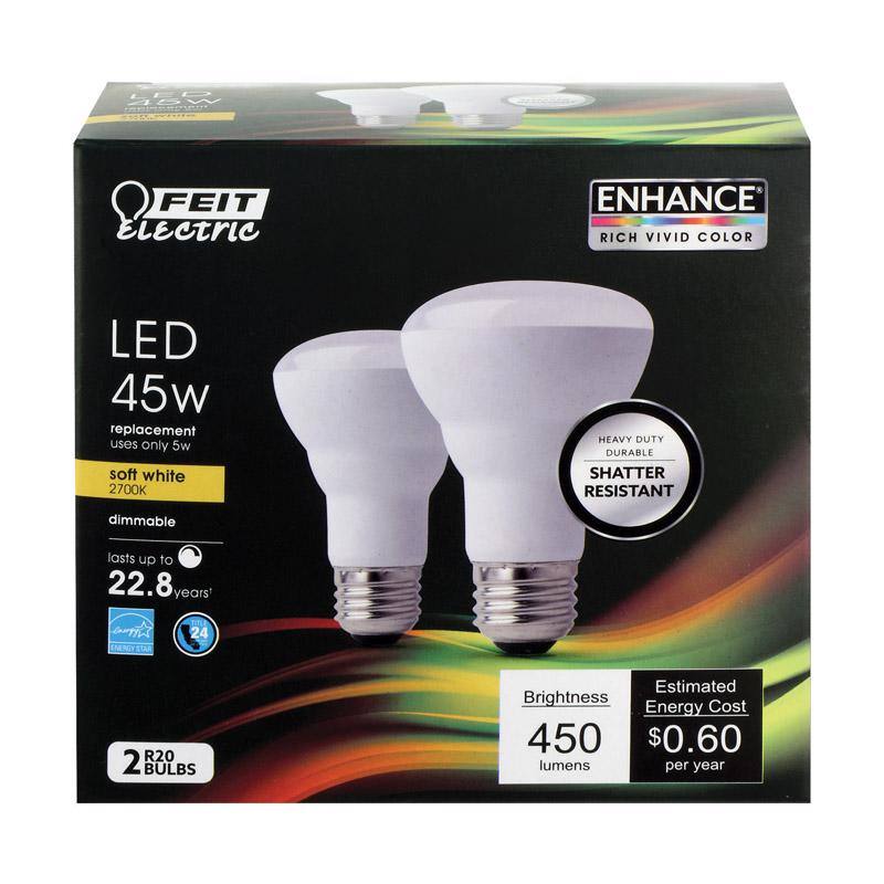 FEIT ELECTRIC R20 E26 (Medium) LED Bulb Soft White 45 Watt Equivalence ...